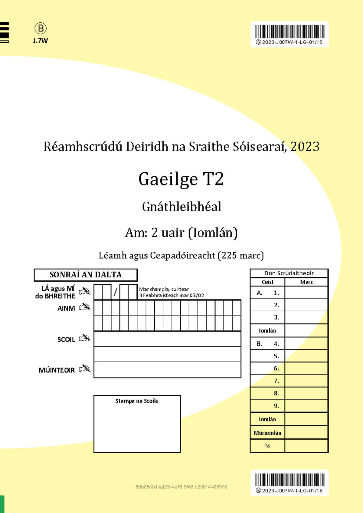 2023 JC Irish T2 - O - Option BoBAIR - J Réamhscrúdú Deiridh na Sraithe ...