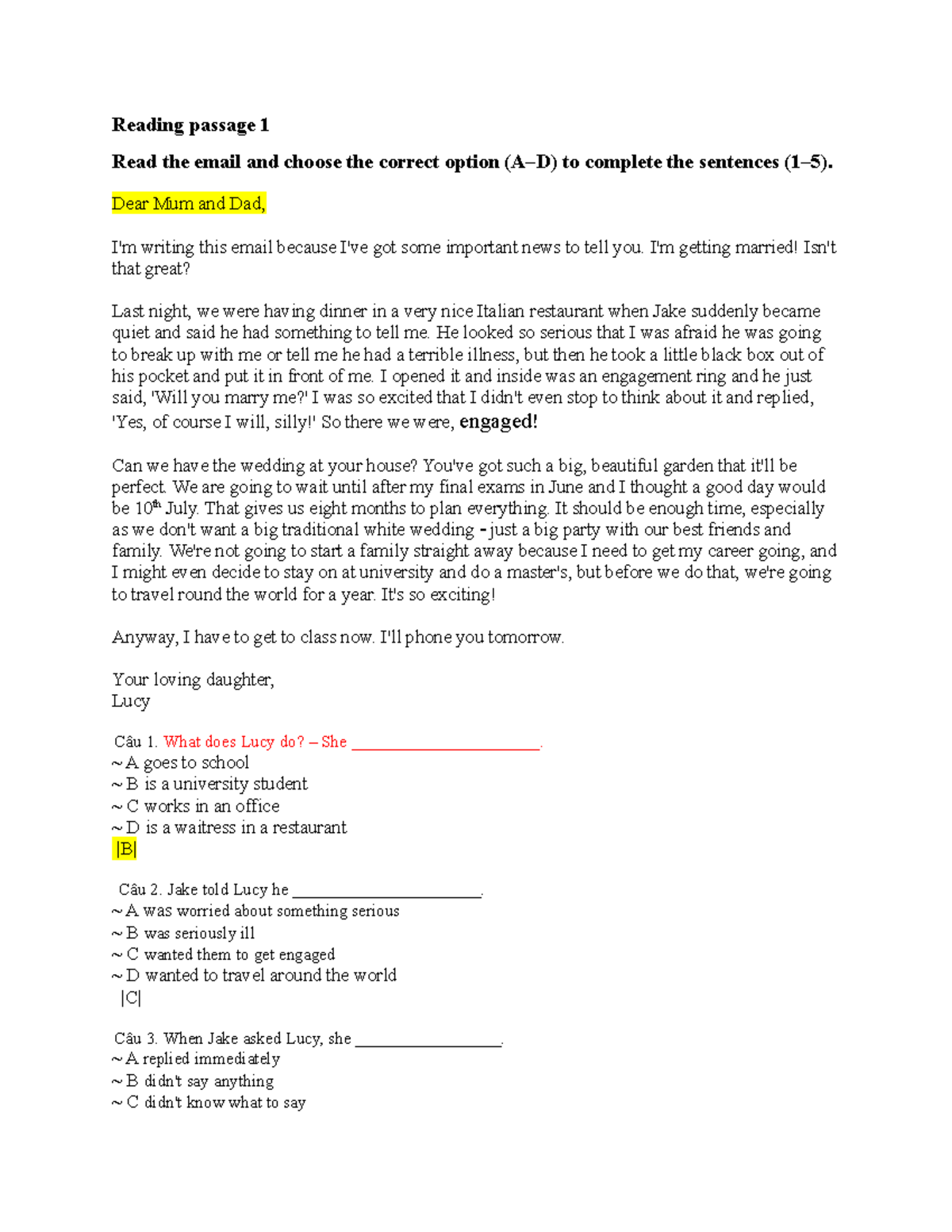 Bai doc aaa - 2234111ffs - Reading passage 1 Read the email and choose ...