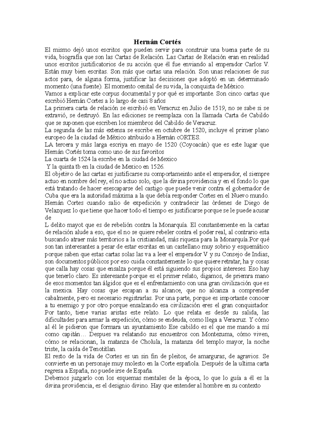 Hernán Cortés y su obra - Hernán Cortés El mismo dejó unos escritos que ...