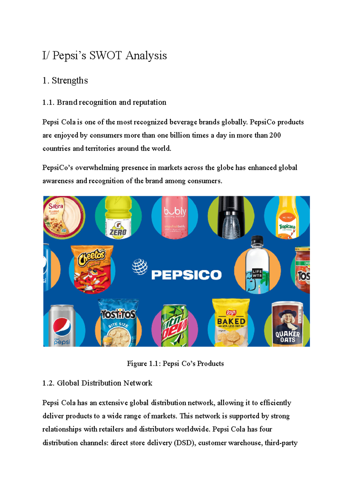 Pepsi Swot - Marketing thay Cuong - I/ Pepsi’s SWOT Analysis 1 ...
