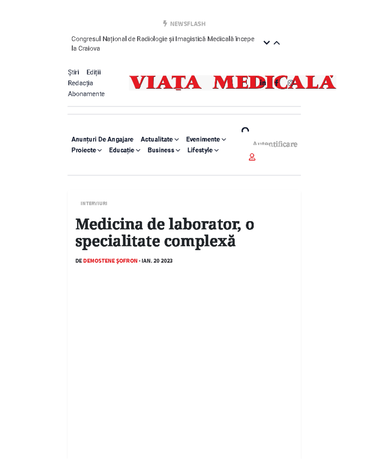 Medicina de laborator, o specialitate complexă - Viața Medicală ...