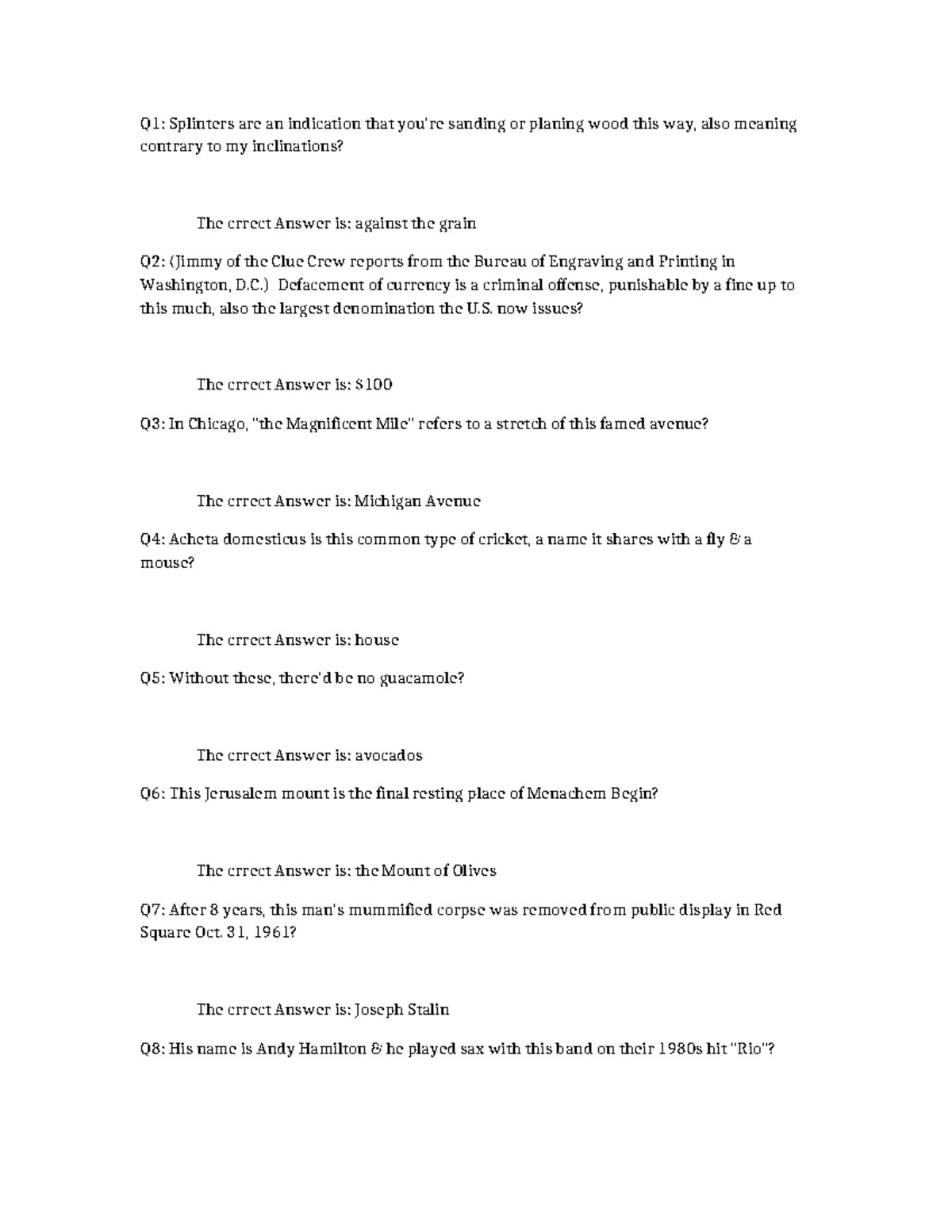 3 Answer Key for LCXS - Lecture notes for exam - Q1: Splinters are an ...