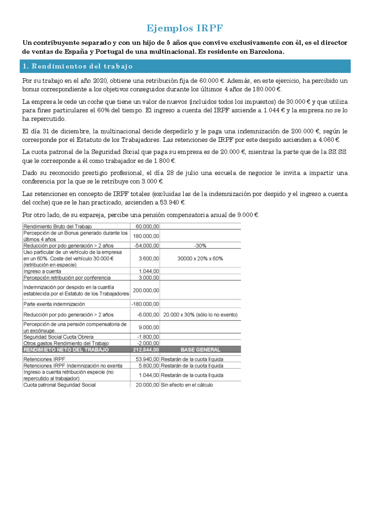 Ejemplos IRPF - Ejemplos IRPF Un contribuyente separado y con un hijo ...