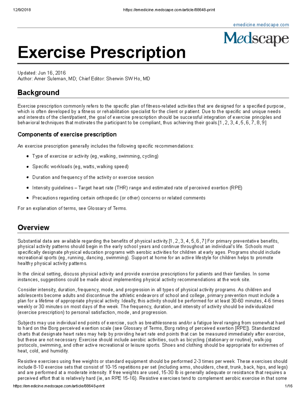 Ejercicio - Lecture notes APS - emedicine.medscape Exercise ...