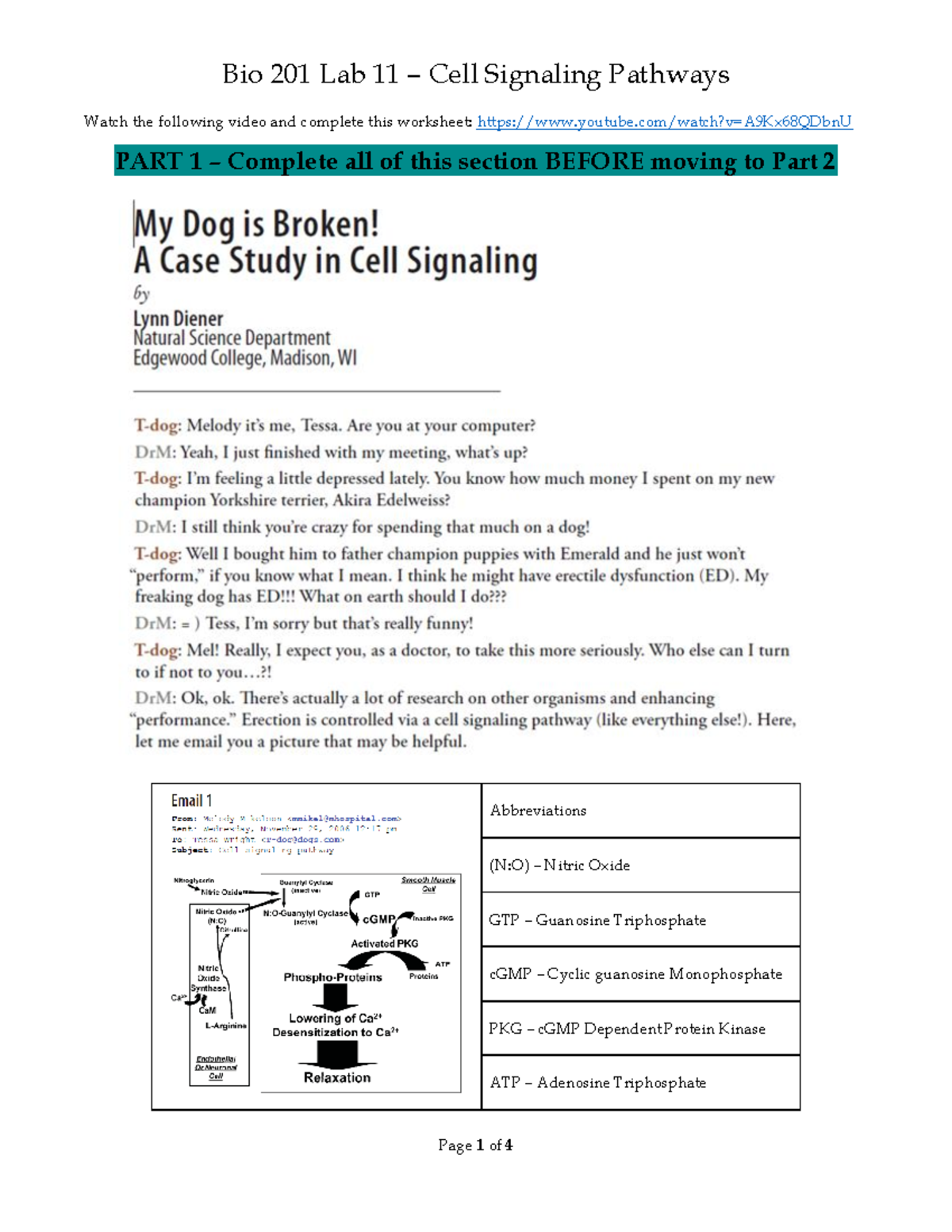 Lab 11 - Cell Signaling Pathways - Watch the following video and ...