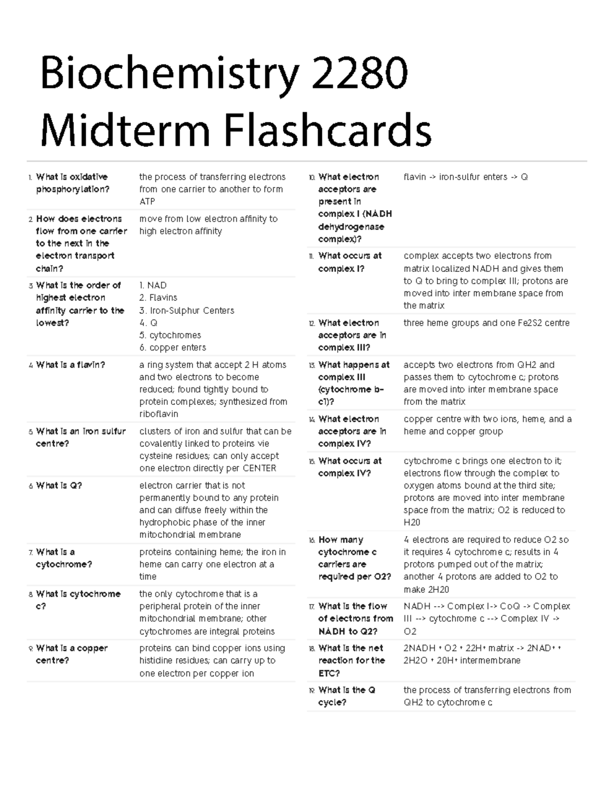 Biochem Topics 1-13 - Lecture notes 1-13 - Biochem Topic 11 ...