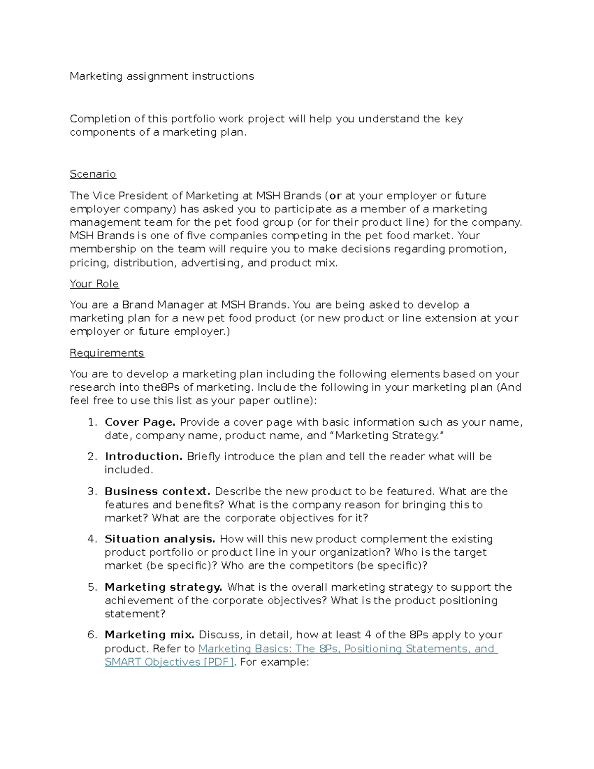 Assessment 1 instructions - Marketing assignment instructions ...