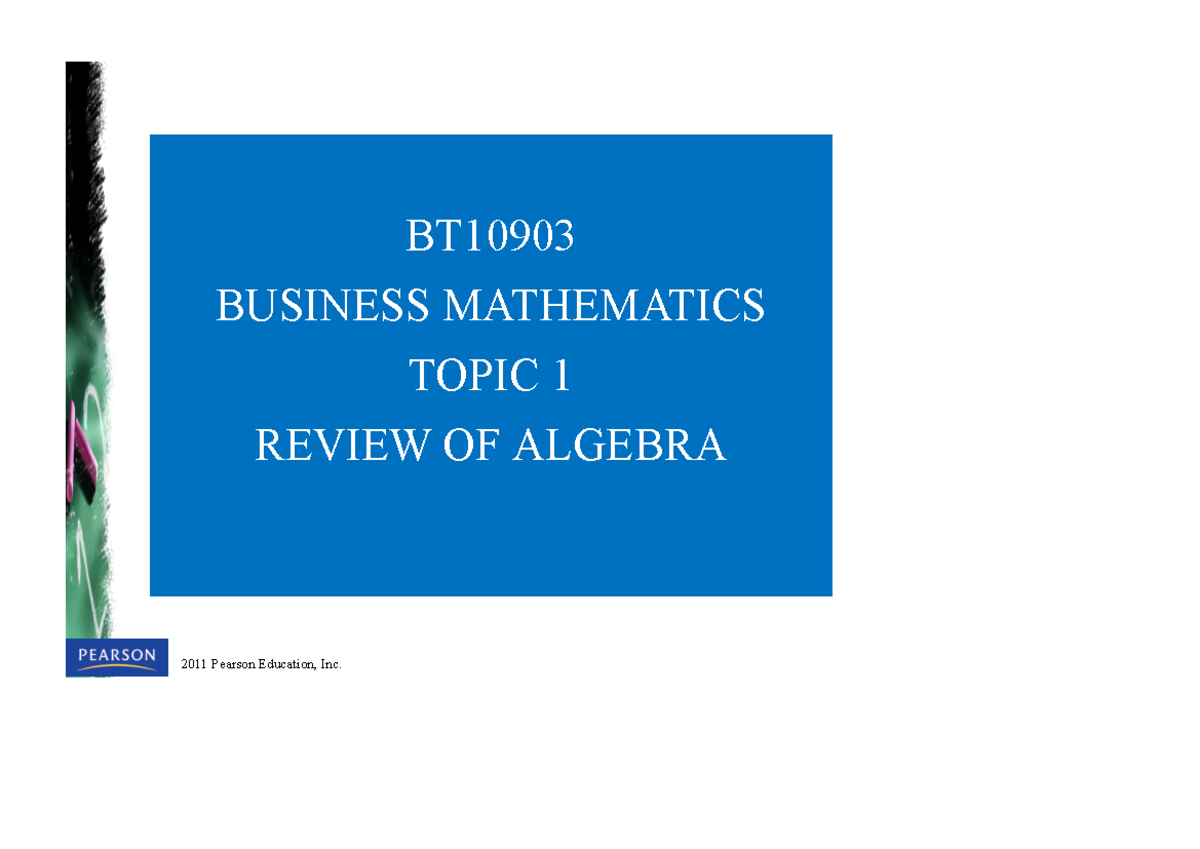 Topic 1 - business mathematic - BT BUSINESS MATHEMATICS TOPIC 1 REVIEW ...