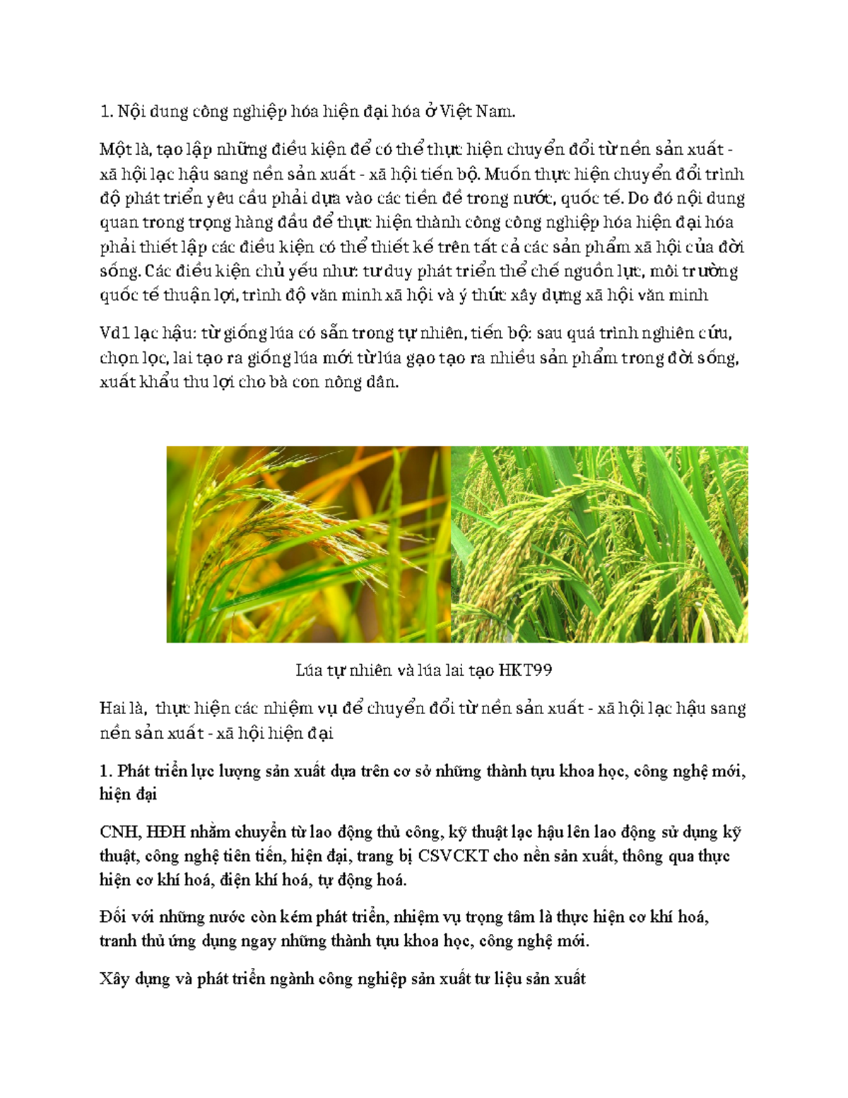 Thuyết trình KTCT - ccfe - 1. N ội dung công nghi p hóa hi n đ i hóa ệ ệ ạ ở Vi t Nam.ệ M t là ...