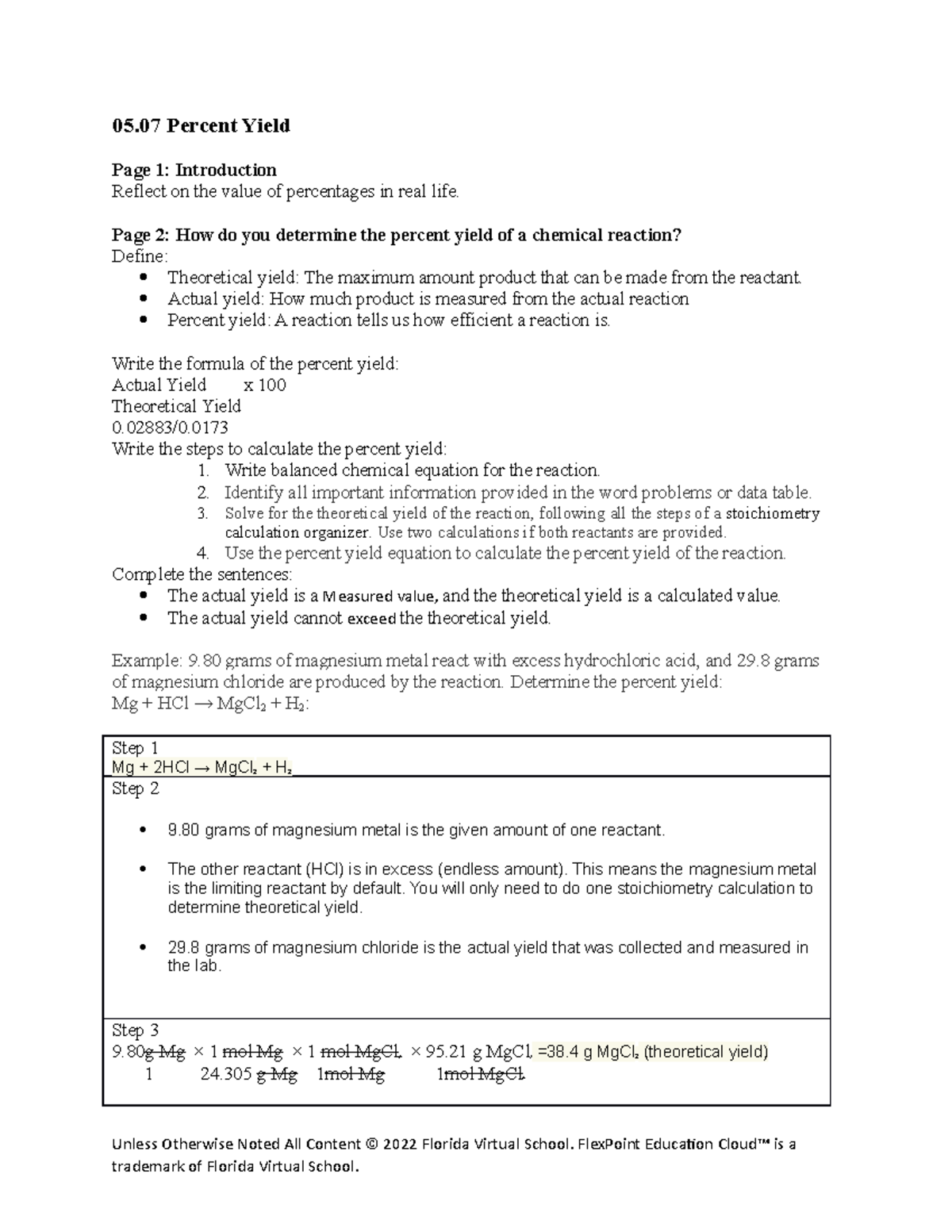 05 07 Journal Stoichiometry 05 Percent Yield Page 1 Introduction 05-07-journal-stoichiometry-05-percent-yield-page-1-introduction