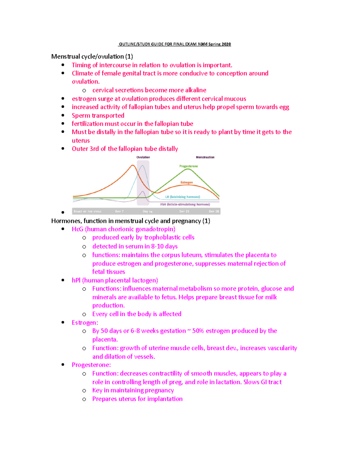 Ob study guide final - OUTLINE/STUDY GUIDE FOR FINAL EXAM N366 Spring ...