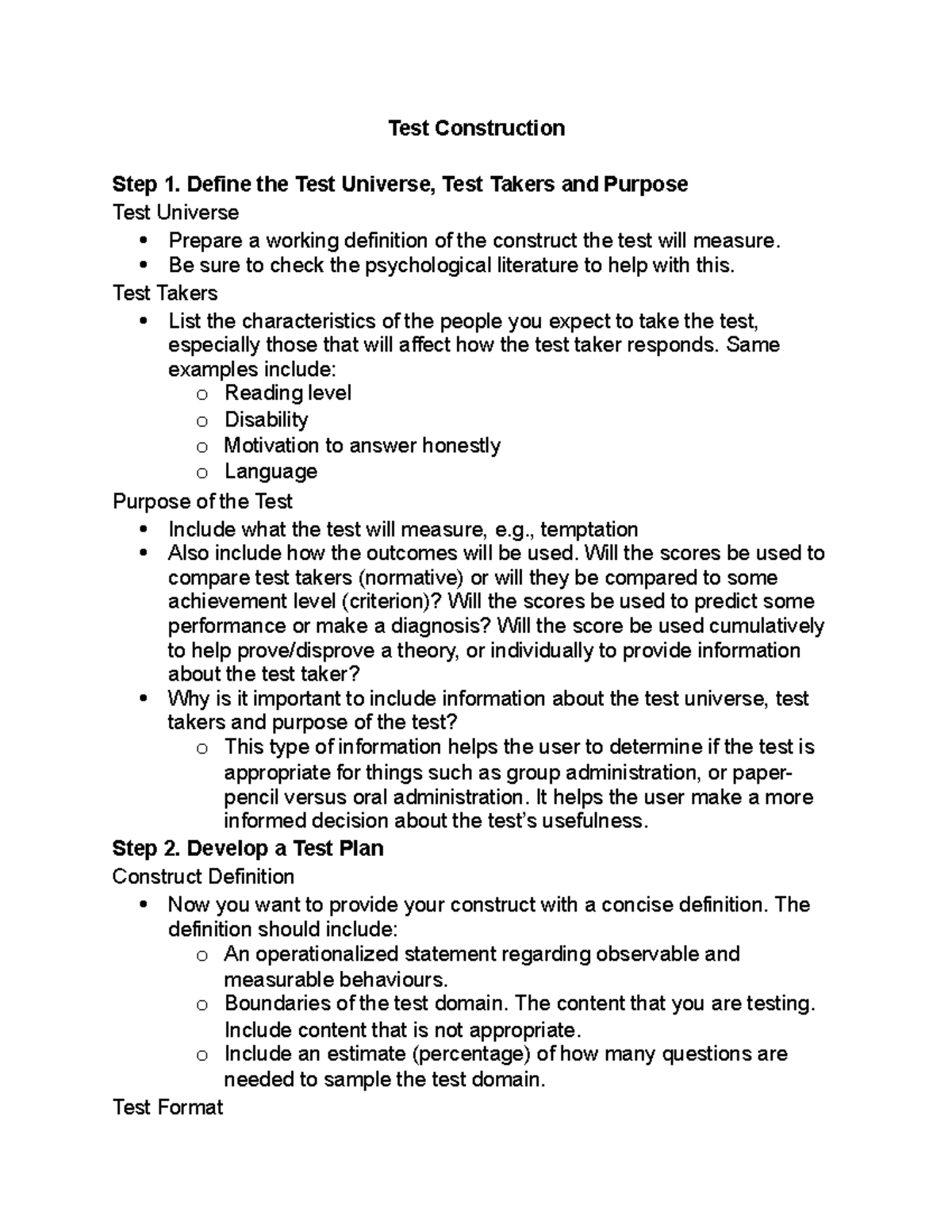 Test cons end - About test construction - Test Construction Step 1 ...