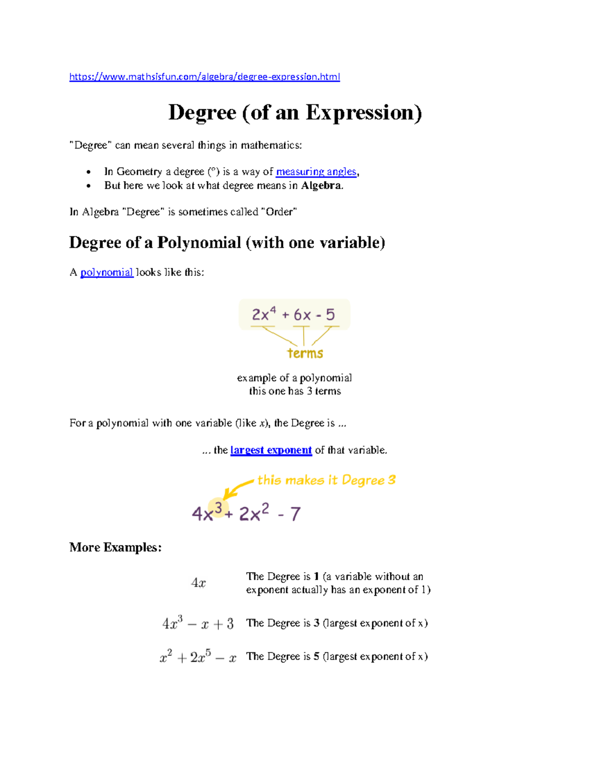 Degree of a Polynomial - mathsisfun/algebra/degree-expression.html ...