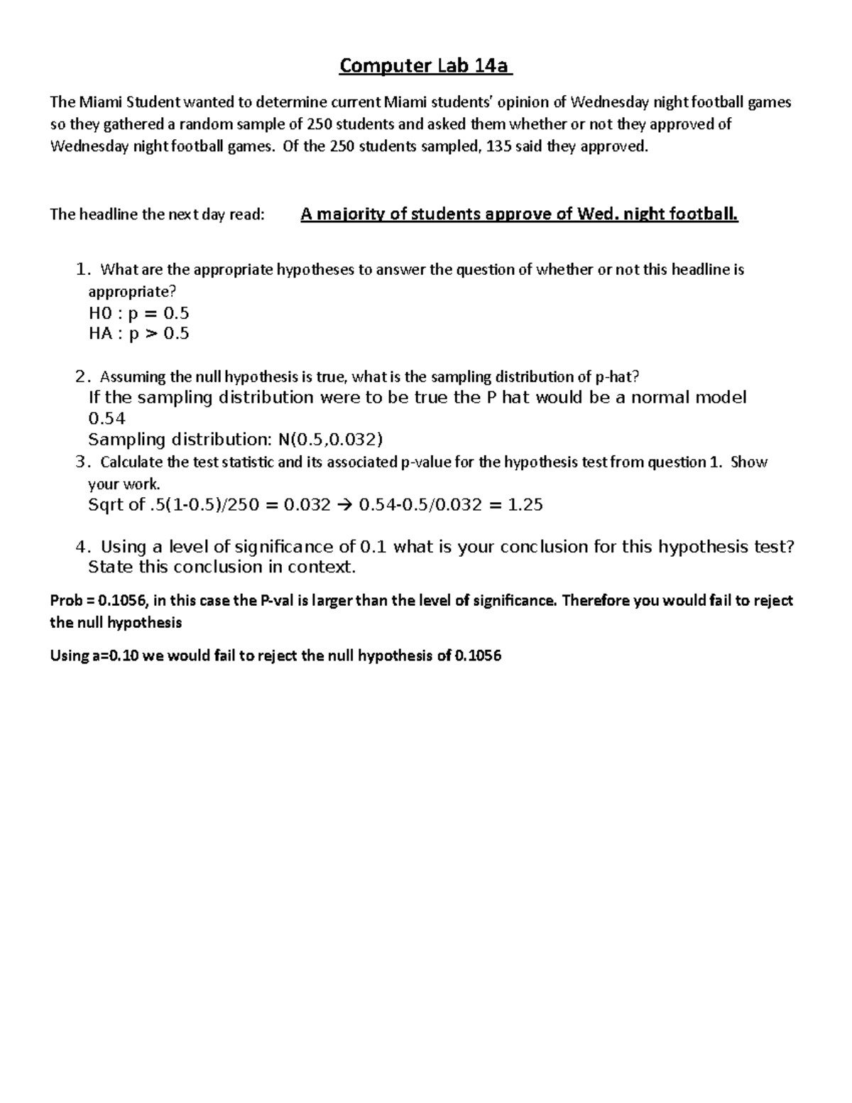 Computer Lab 14a - Lab 14a - Jordan Tait - Computer Lab 14a The Miami Student wanted to ...