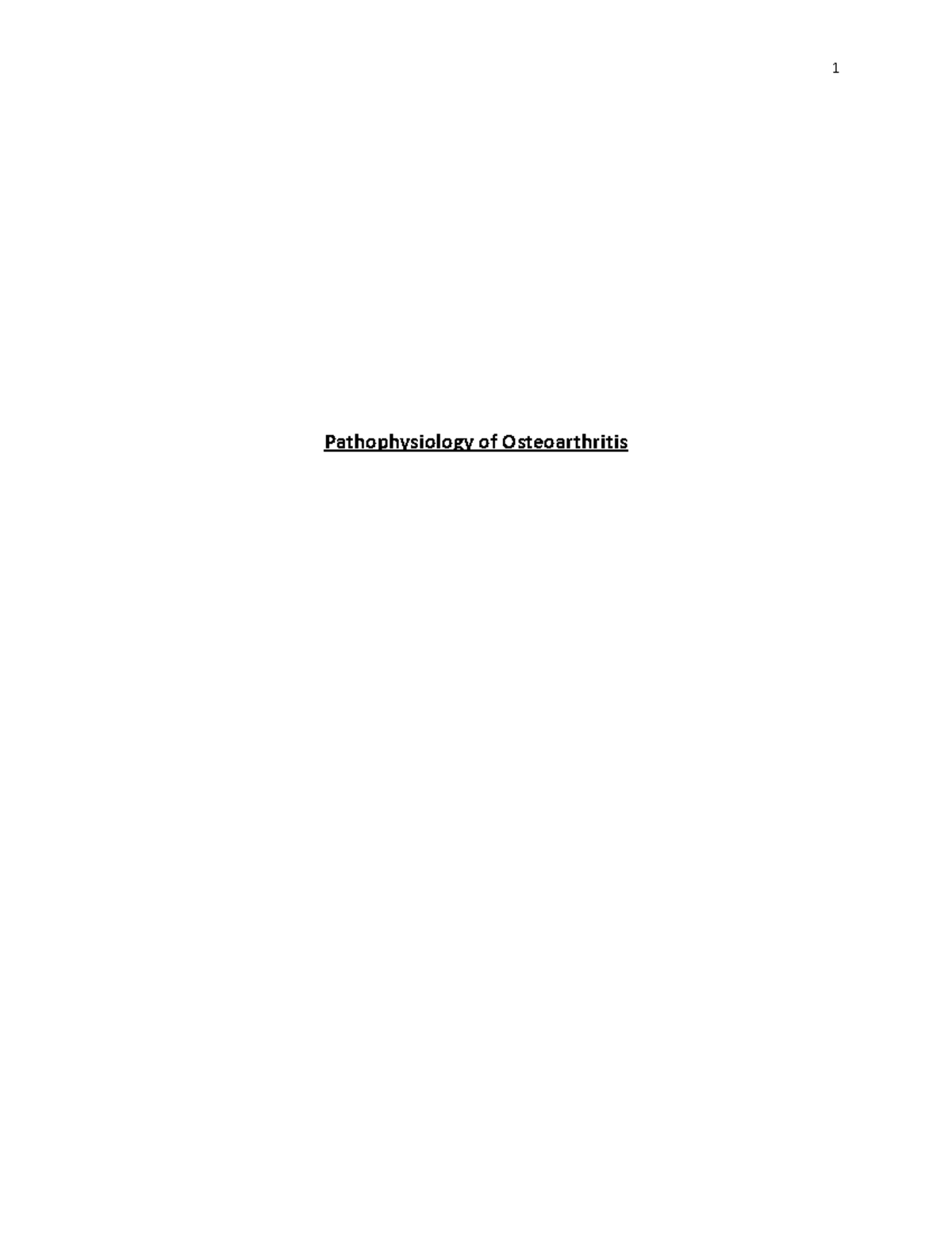 Patho Paper - Osteoarthritis - Pathophysiology of Osteoarthritis ...