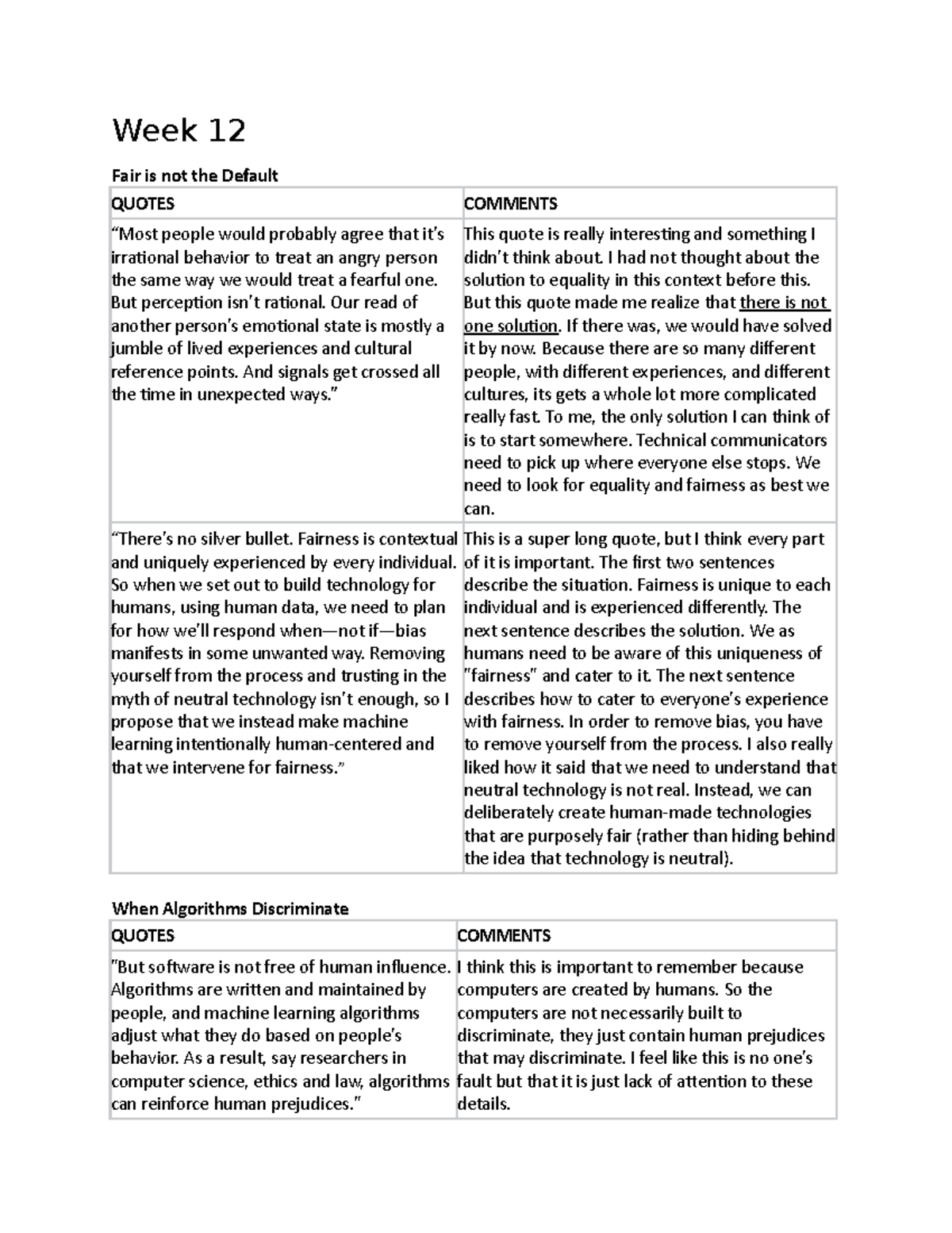 Week 12 - Lecture notes 12 - Week 12 Fair is not the Default QUOTES ...