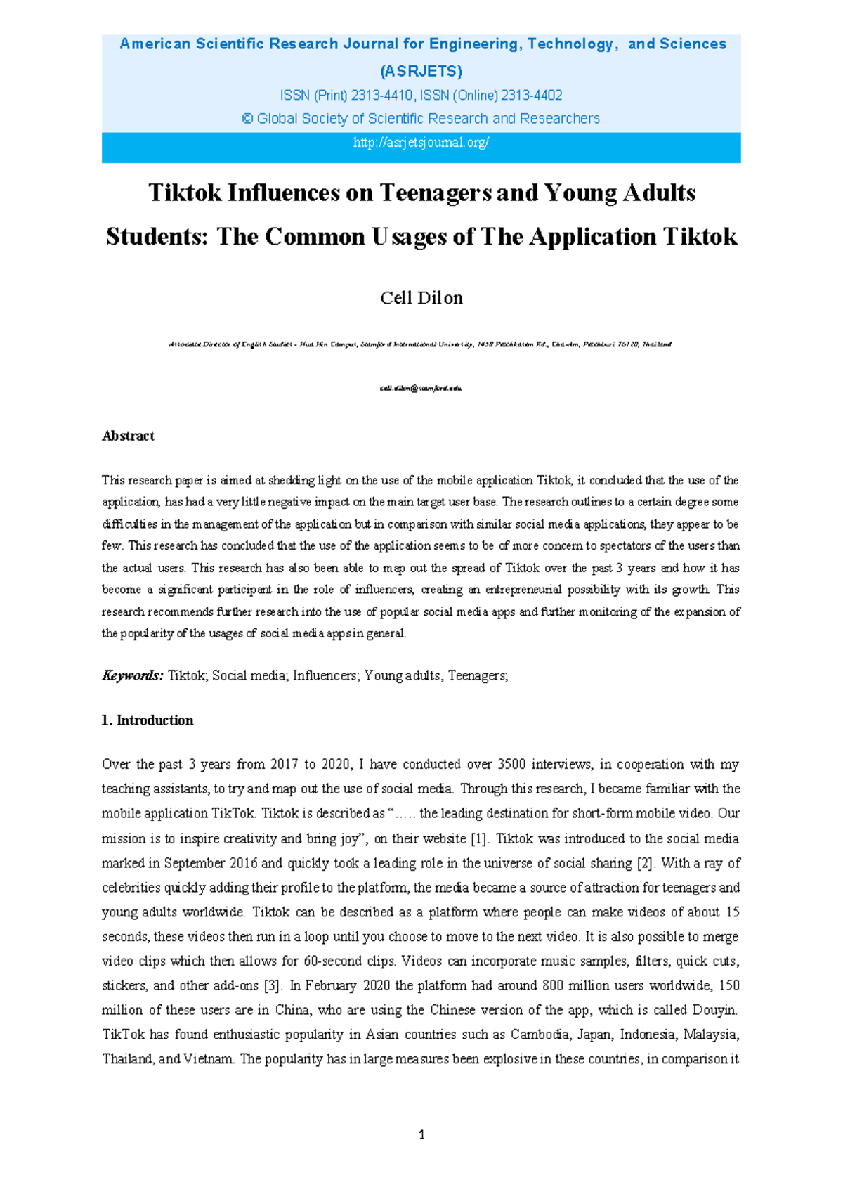 Tiktok IEEE 2 - oke - Tiktok Influences on Teenagers and Young Adults ...