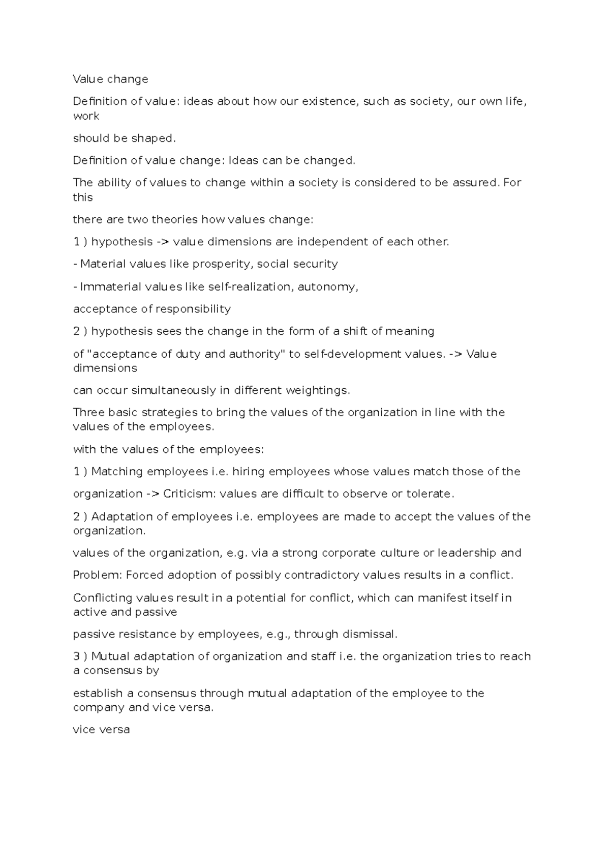 Value change - Lecture notes 2 - Value change Definition of value ...