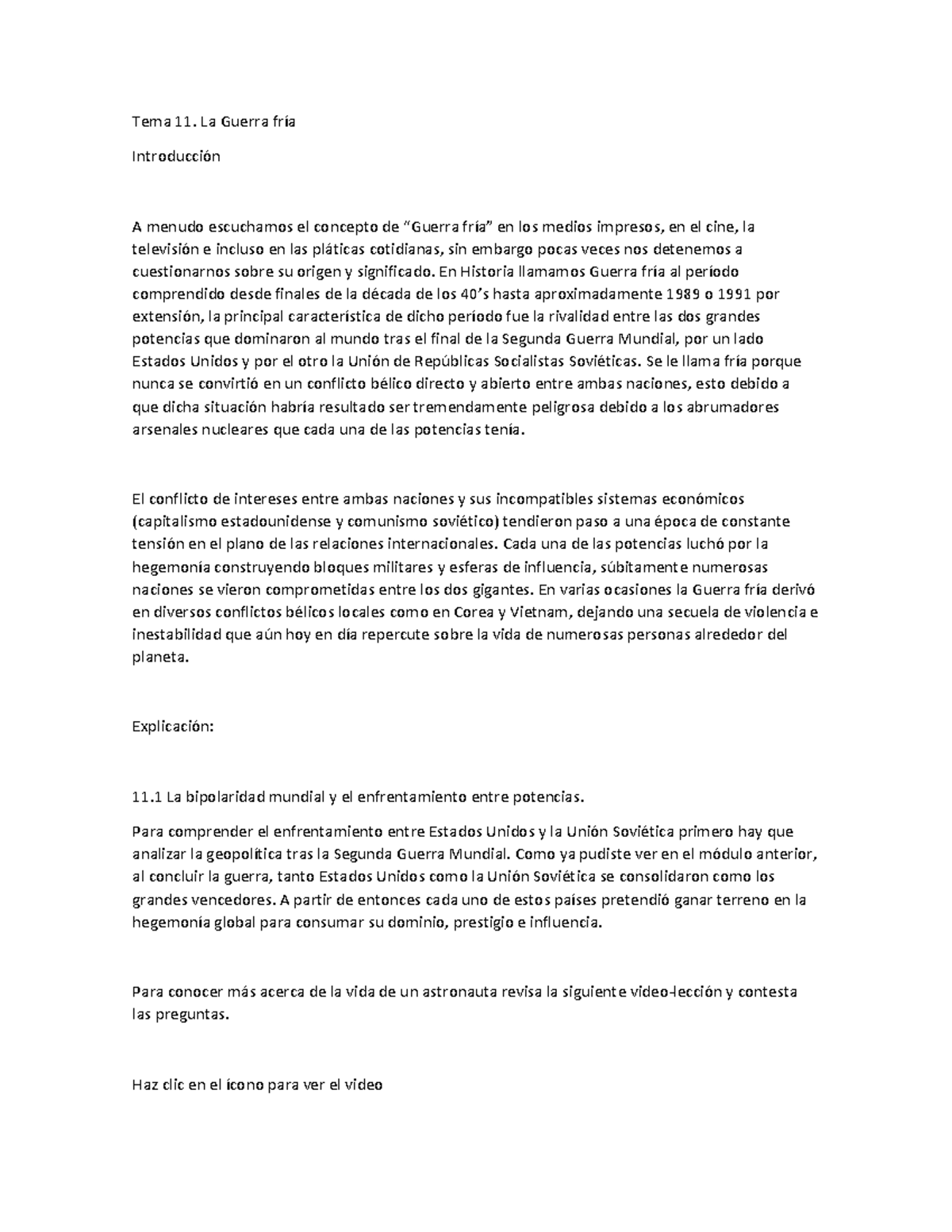 Tema 11 - Tema - Tema 11. La Guerra fría Introducción A menudo ...