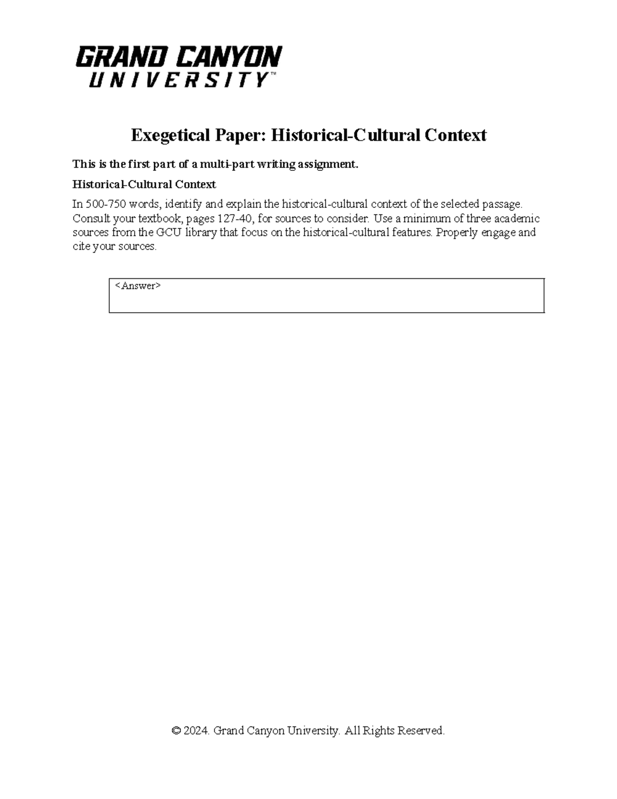 Exegetical Paper - Historical-Cultural Context Template - Exegetical ...