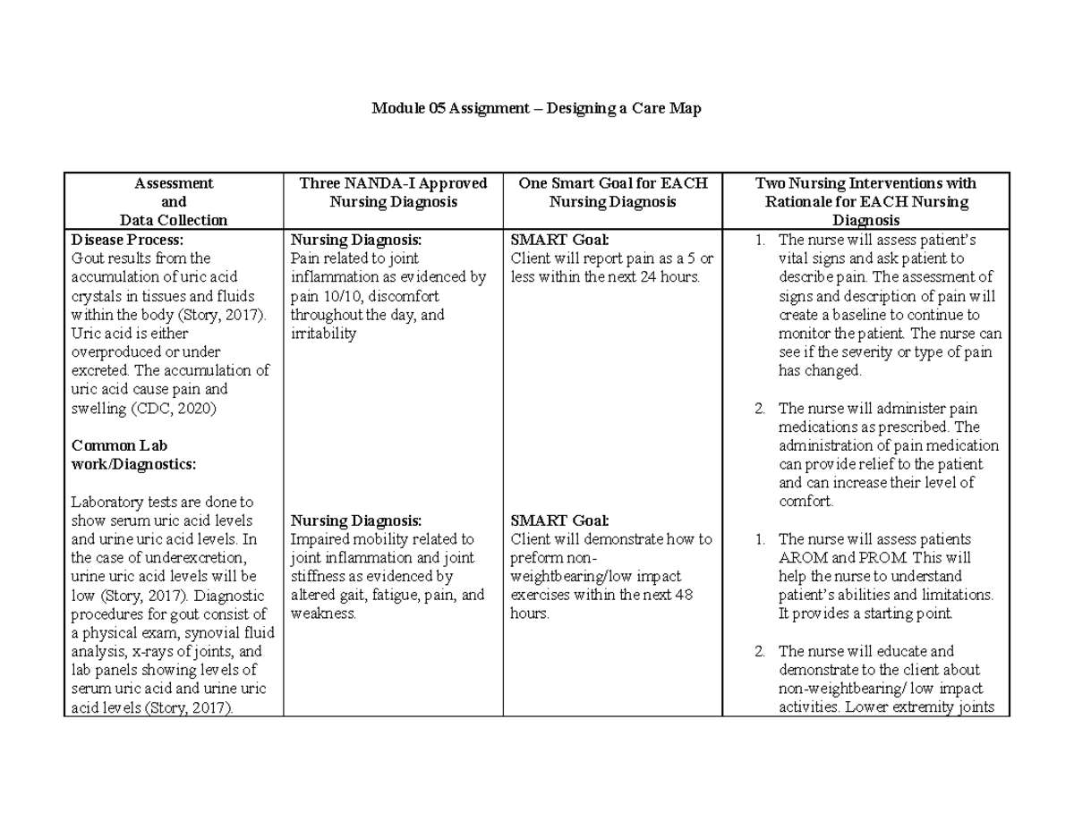 nursing caremap 050821 - Module 05 Assignment – Designing a Care Map ...