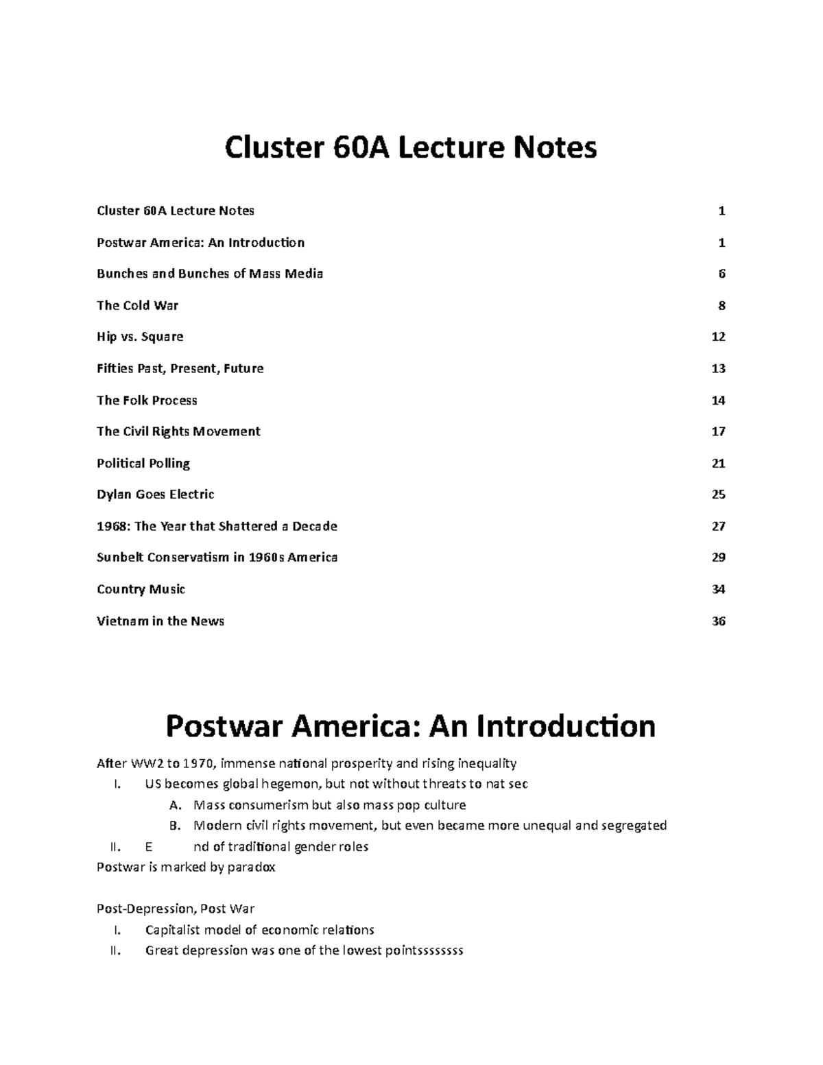 Cluster 60A Lecture Notes - Cluster 60A Lecture Notes Cluster 60A ...