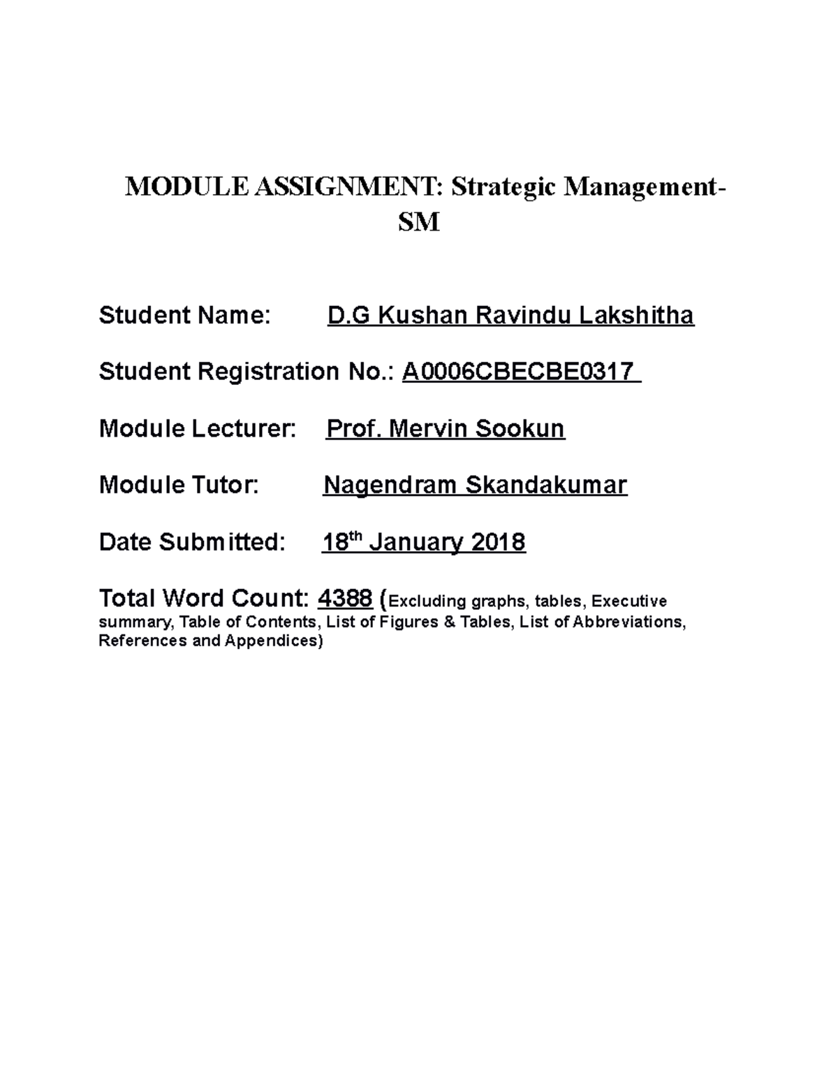 Strategic management - Module given assignments - MODULE ASSIGNMENT ...