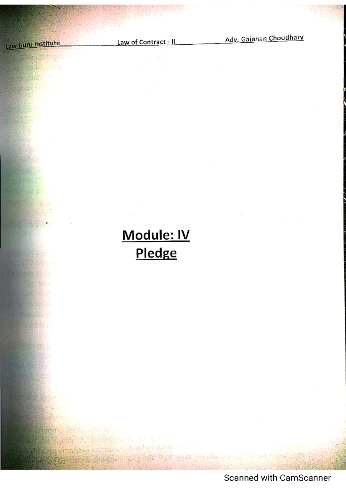 Pledge- contract 2 - Law of Contract - Studocu