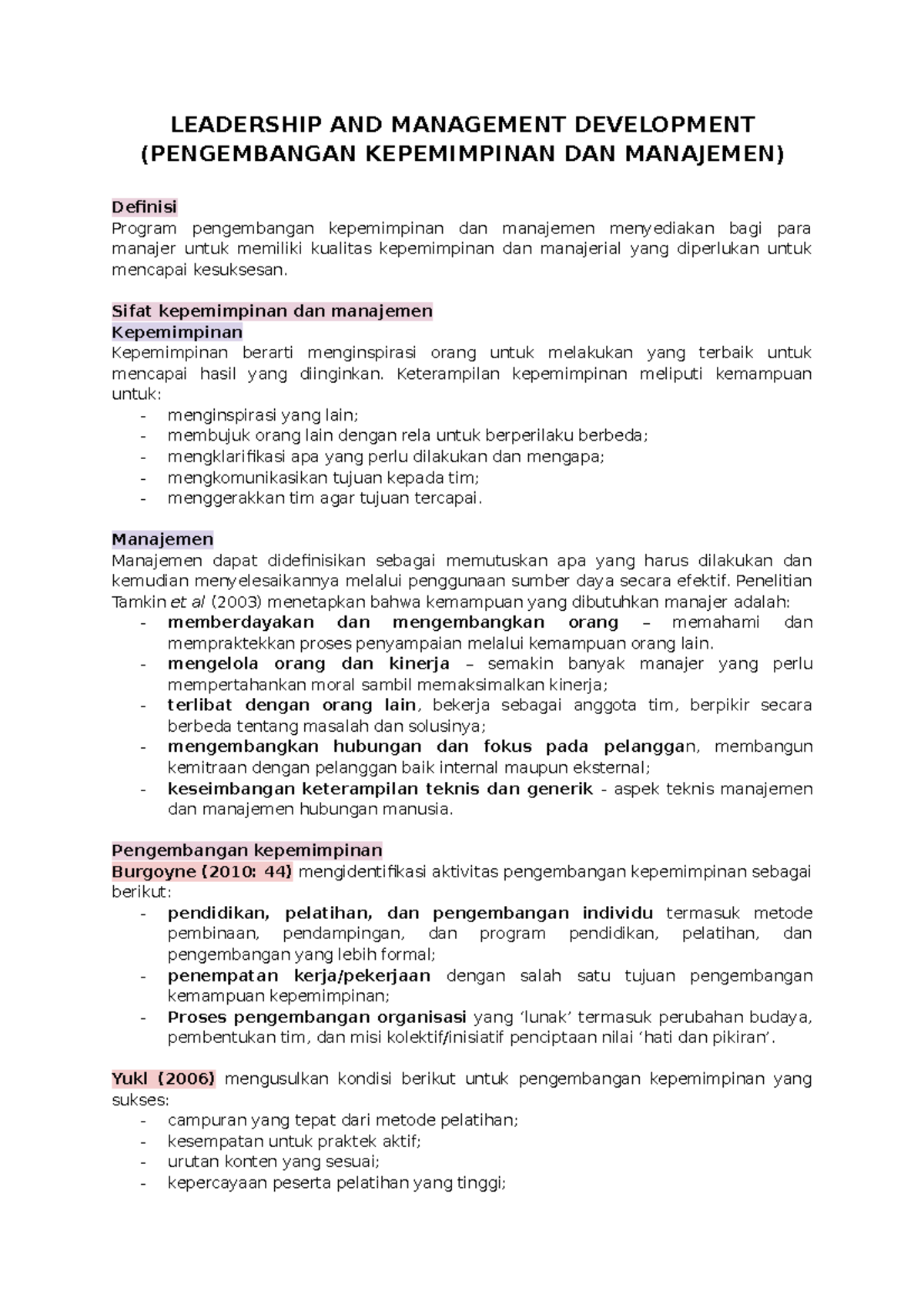 MSDM Leadership and Management Development - LEADERSHIP AND MANAGEMENT ...