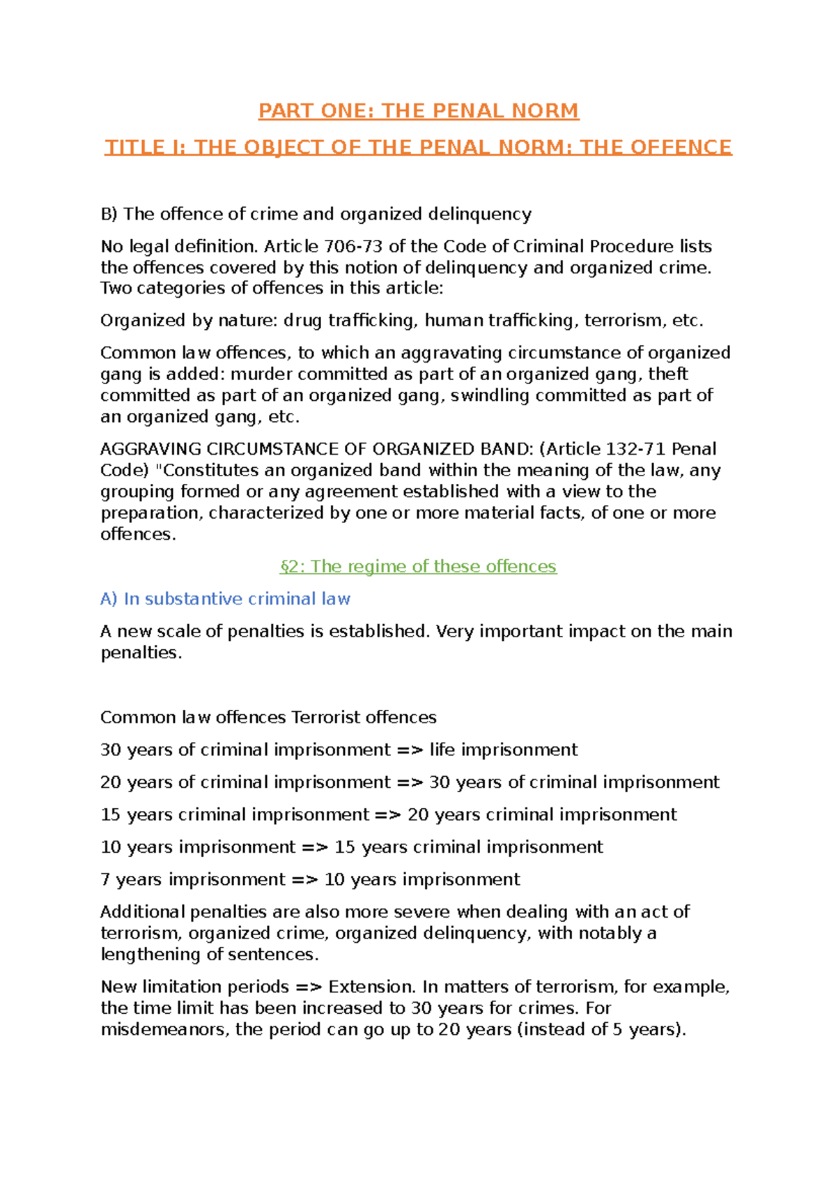 Criminal Law 7 . - PART ONE: THE PENAL NORM TITLE I: THE OBJECT OF THE ...