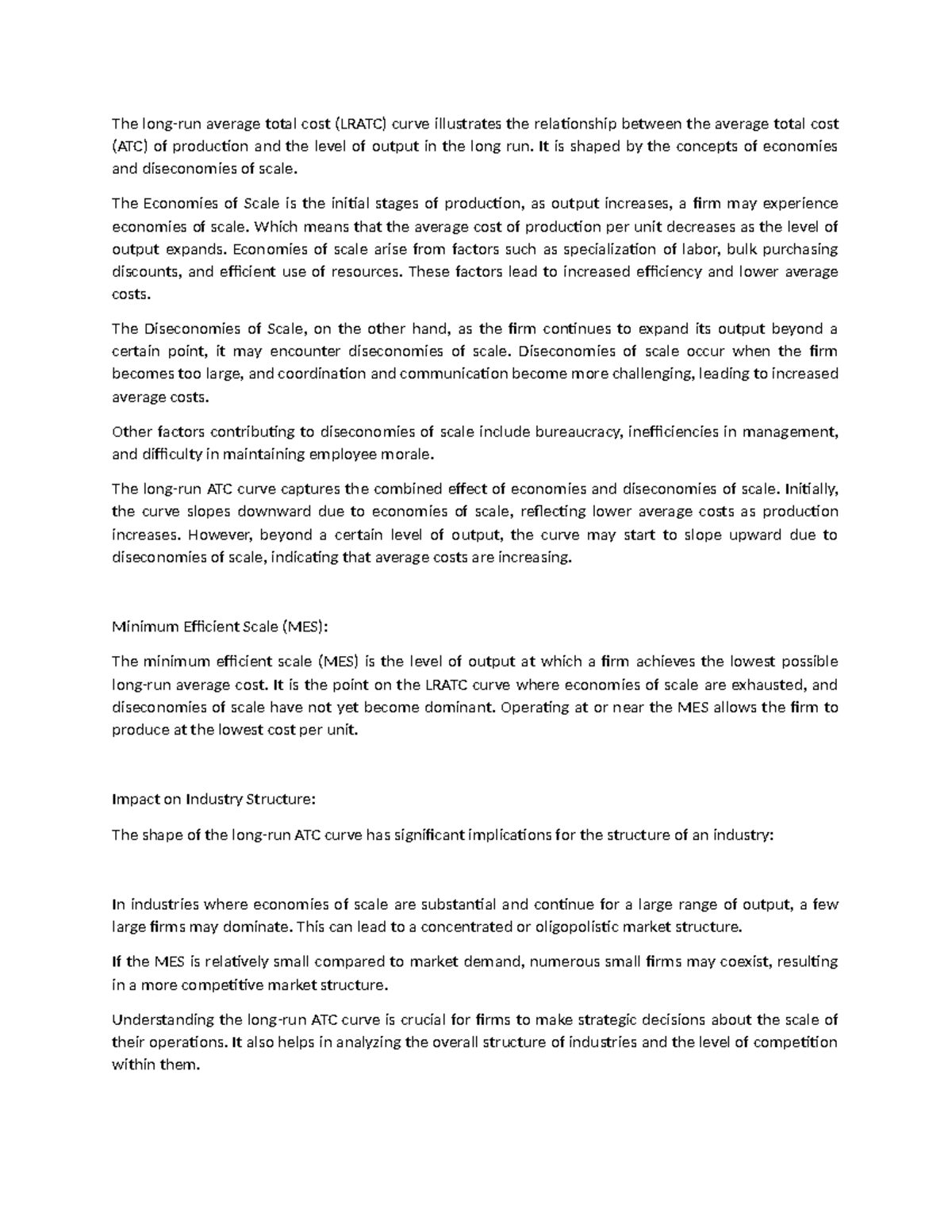 Atc - The long-run average total cost (LRATC) curve illustrates the ...