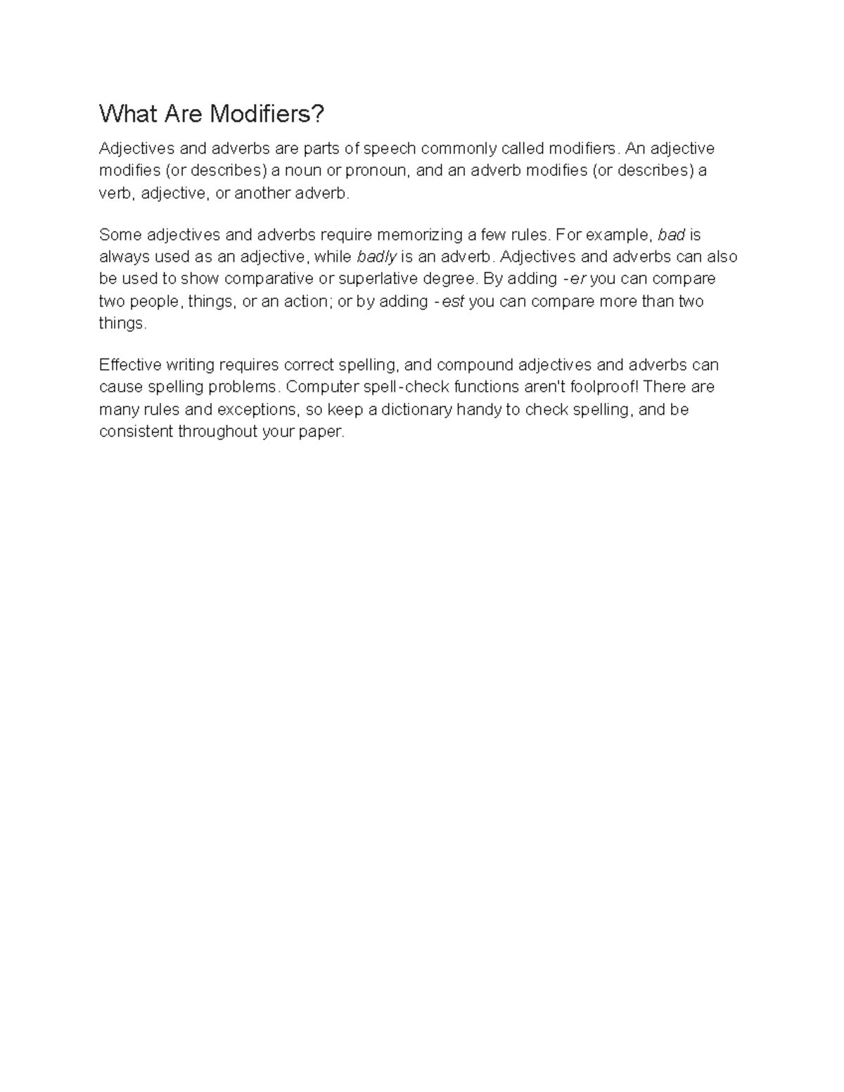 What Are Modifiers - English notes - What Are Modifiers? Adjectives and ...