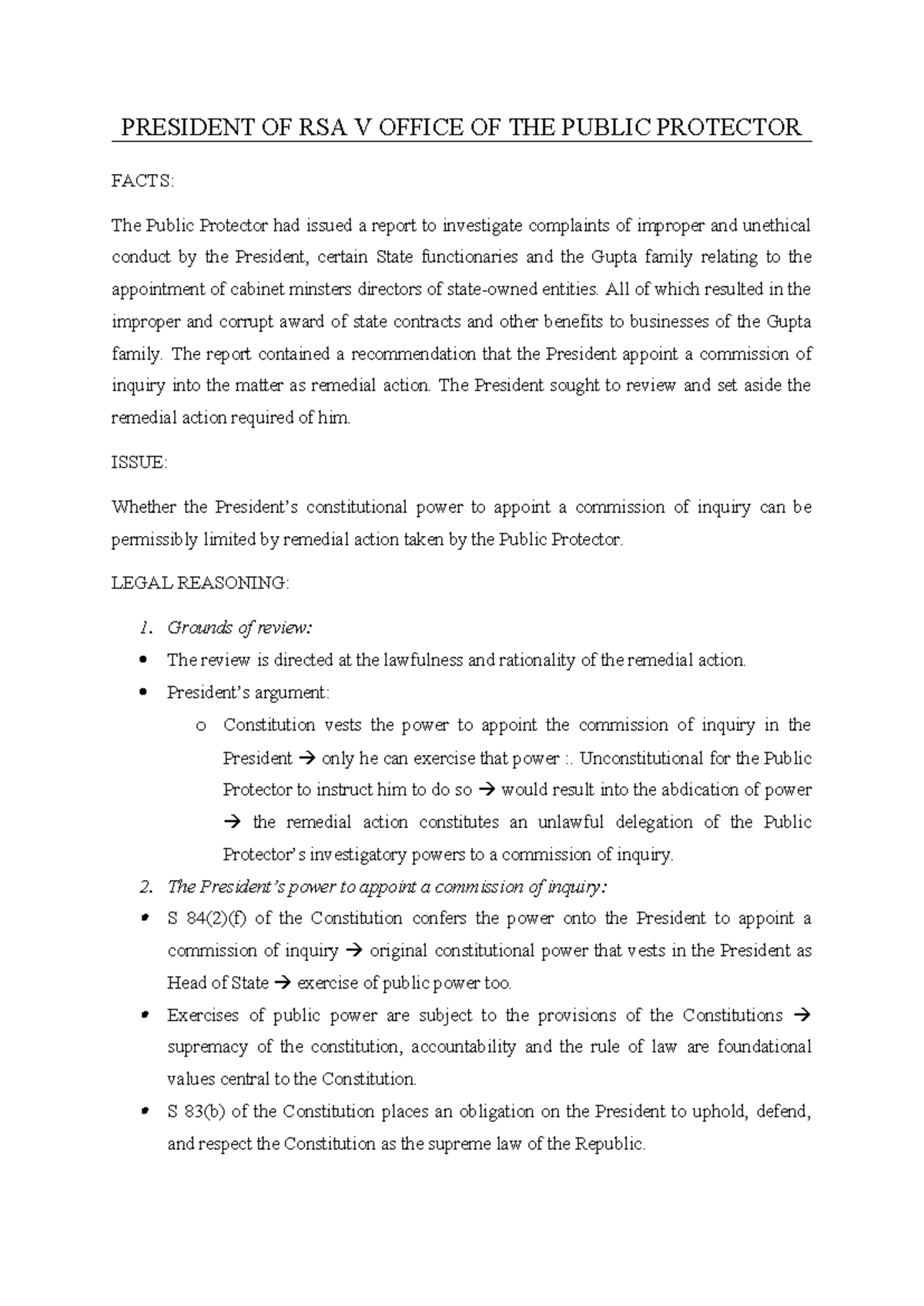 President of RSA v Office of Public Protector - PRESIDENT OF RSA V ...