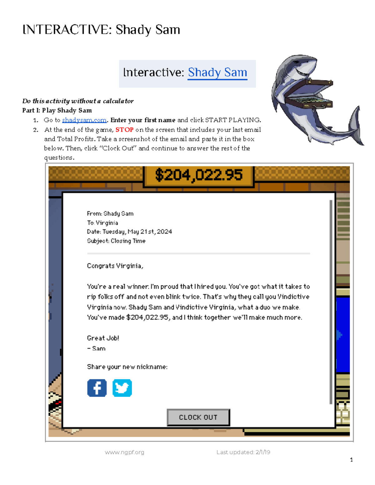 Interactive Shady Sam - INTERACTIVE: Shady Sam Interactive: Shady Sam ...