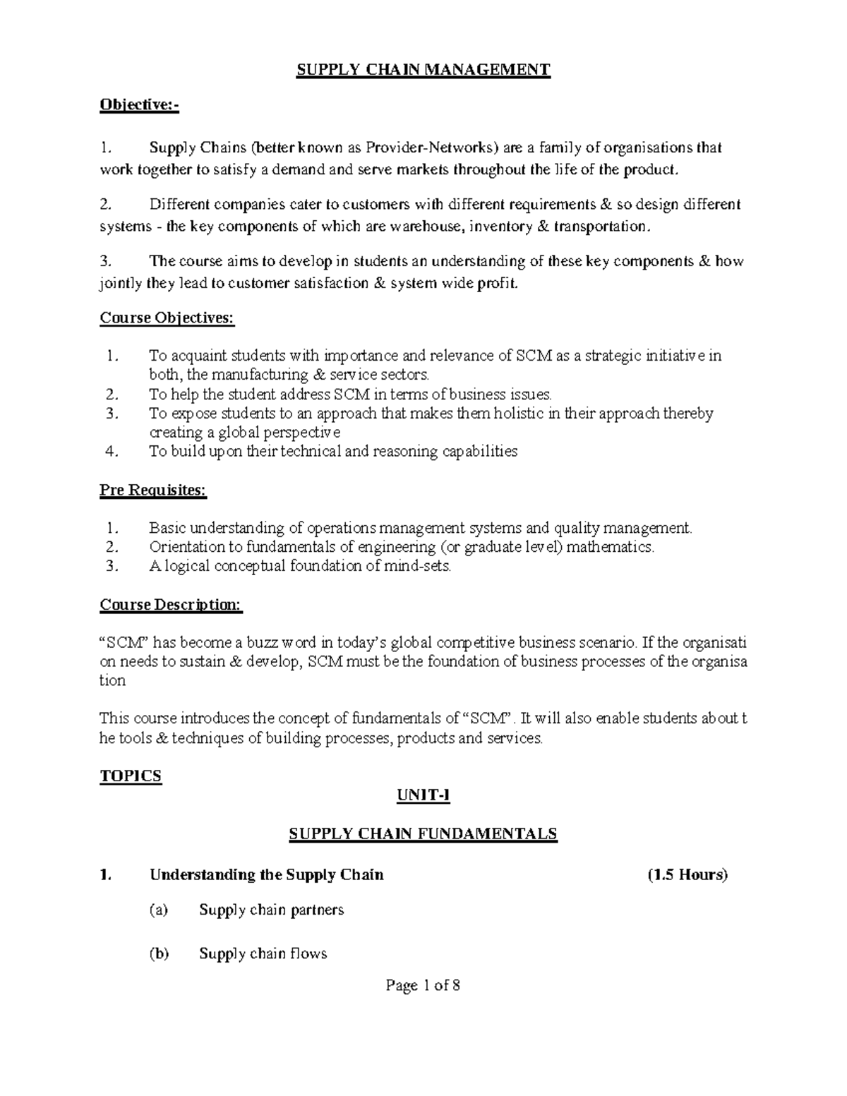 02 Supply Chain Management 2023 - SUPPLY CHAIN MANAGEMENT Objective ...