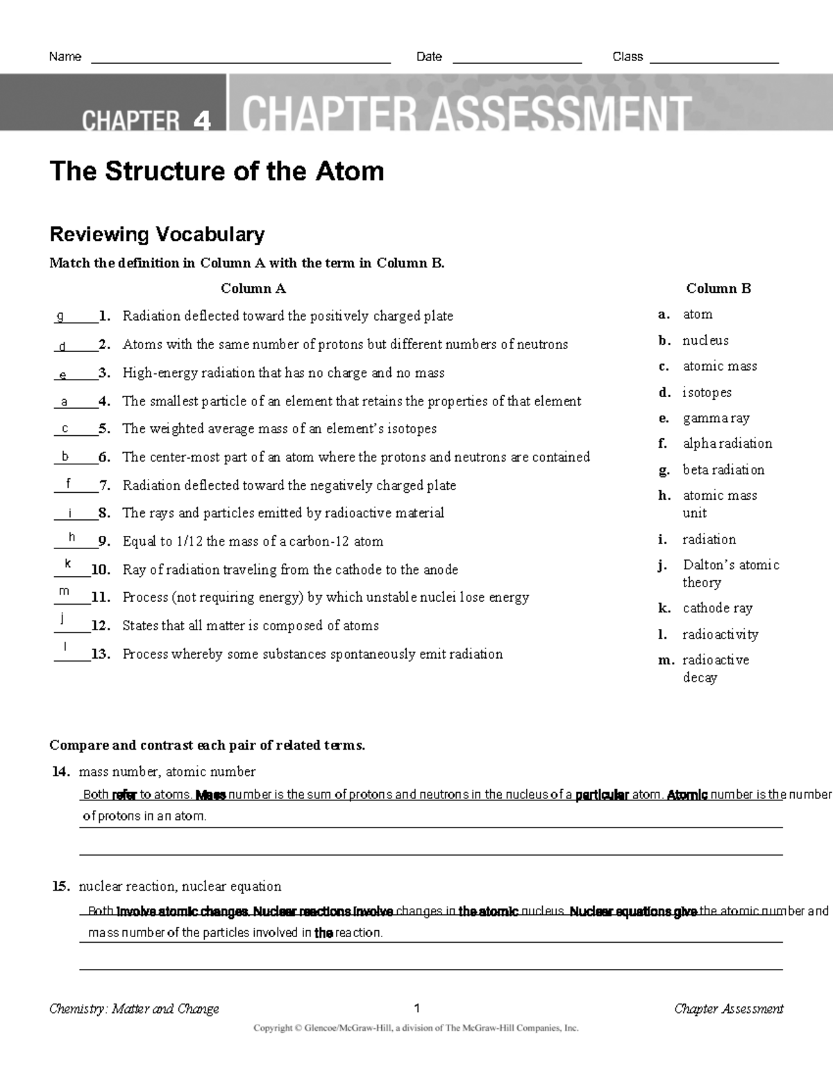 Kami Export - Chapter 4 chemistry homework - 4 The Structure of the ...