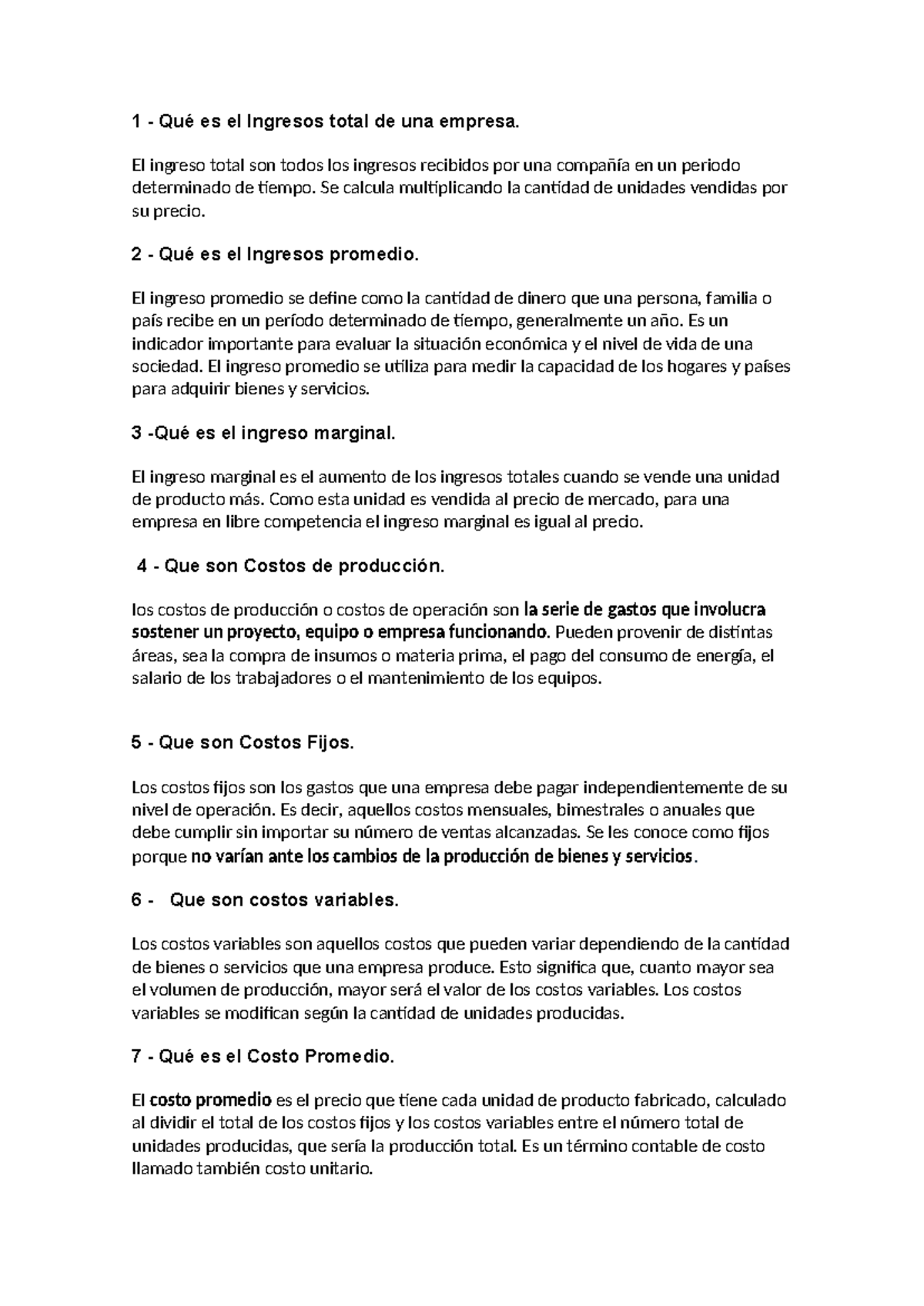 Economia tarea 4 - 1 - Qué es el Ingresos total de una empresa. El ...