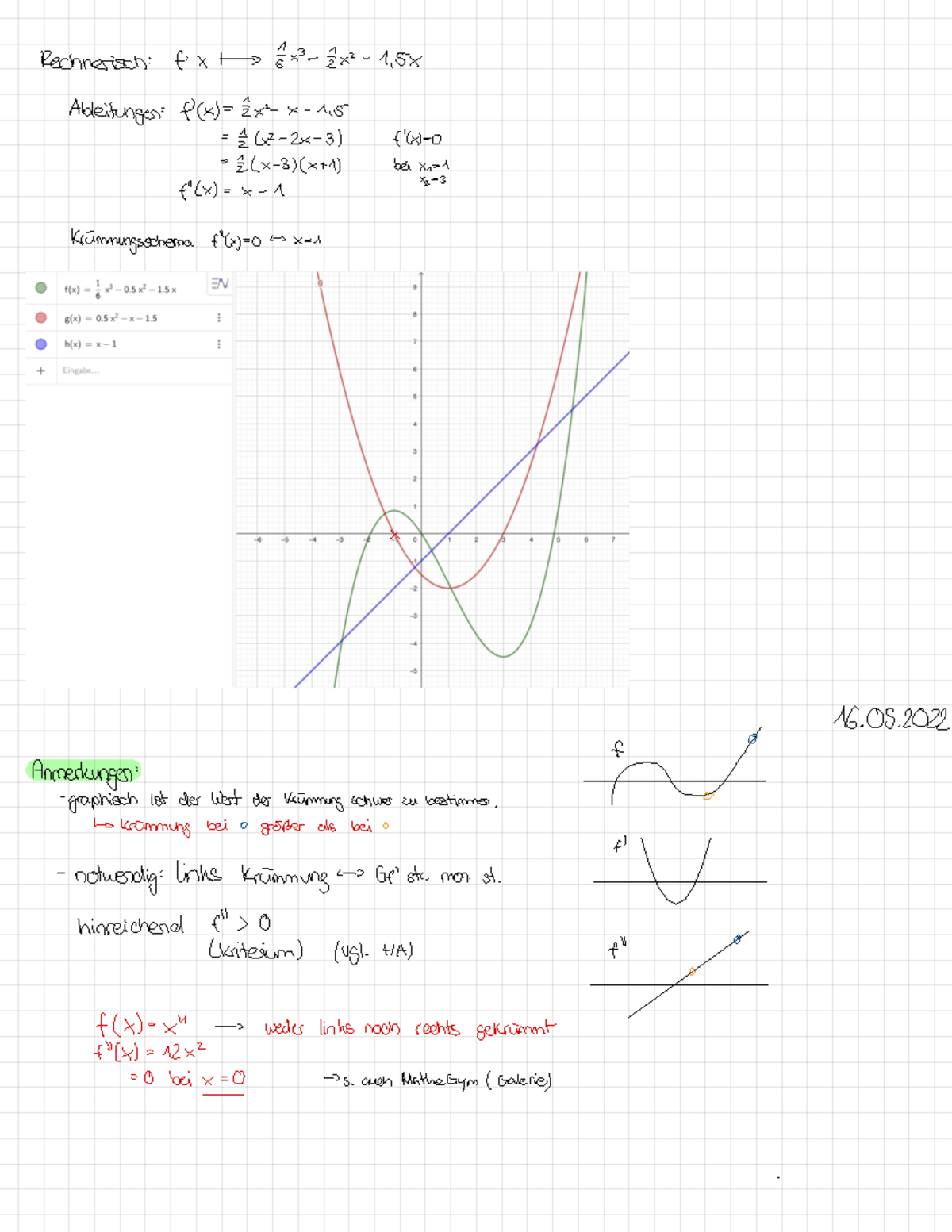 Mathe Hefteinträge2 - 2. Ableitung - ####### Rechnerisch: f : x 1- f- 7 ...