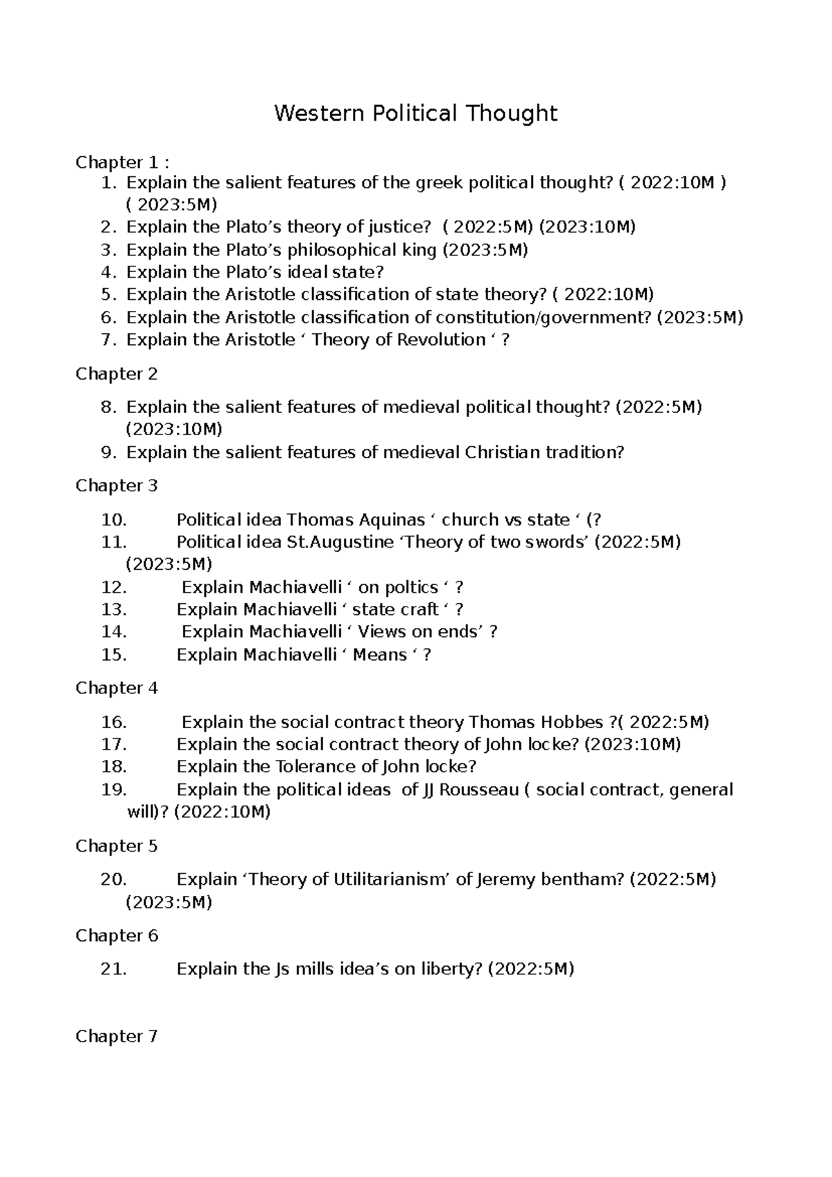 Analysis Western political thoughts - Western Political Thought Chapter ...