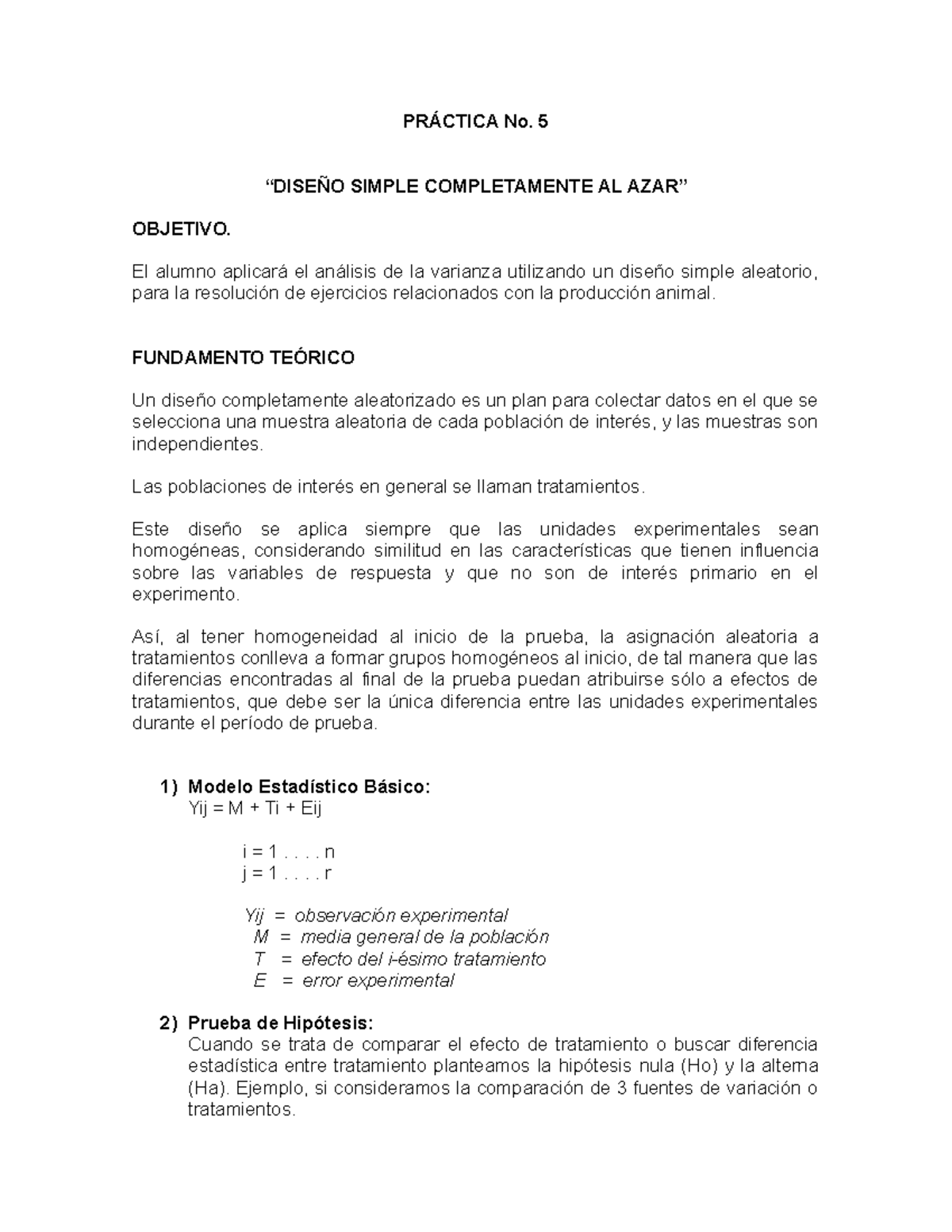 5. Diseño Completo AL AZAR CON Practicas - PRÁCTICA No. 5 “DISEÑO ...