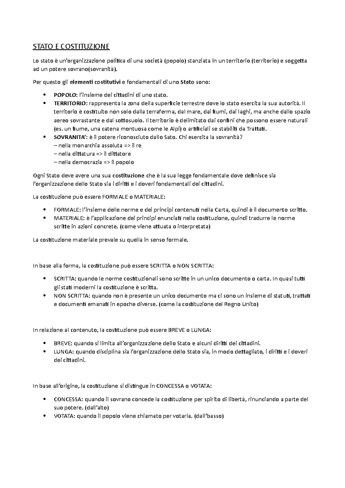 1- Stato- Costituzione - STATO E COSTITUZIONE Lo stato è un ...
