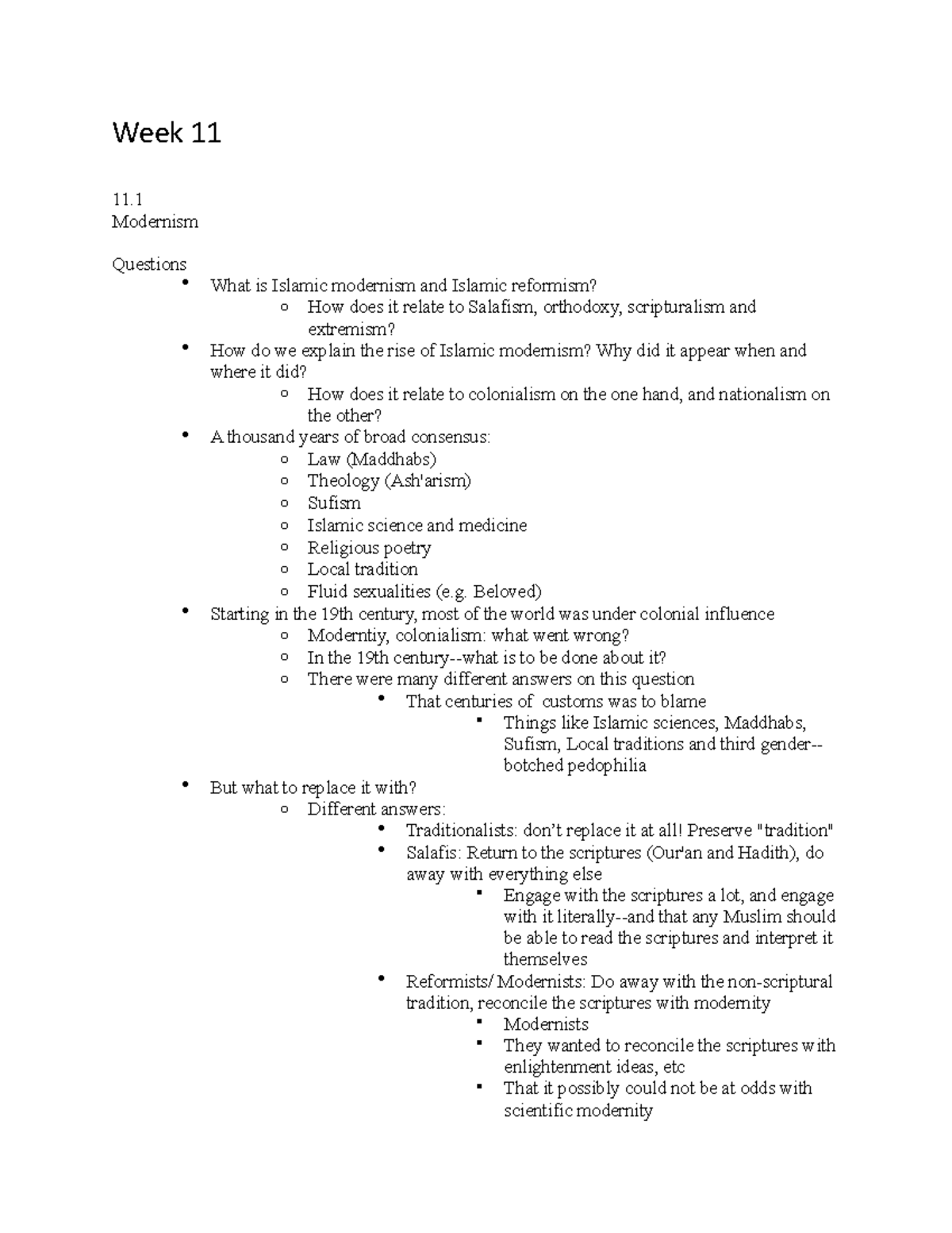 Week 11 Lecture Notes 11 1 11 3 11 4 11 5 11 6 11 7 Week 11 11 Modernism Questions