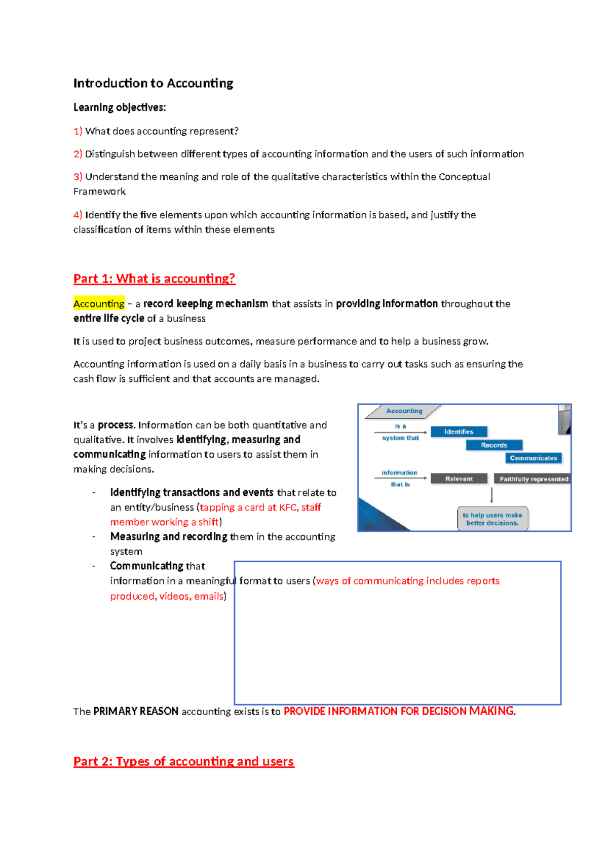 Topic 1 - Introduction - Introduction to Accounting Learning objectives ...