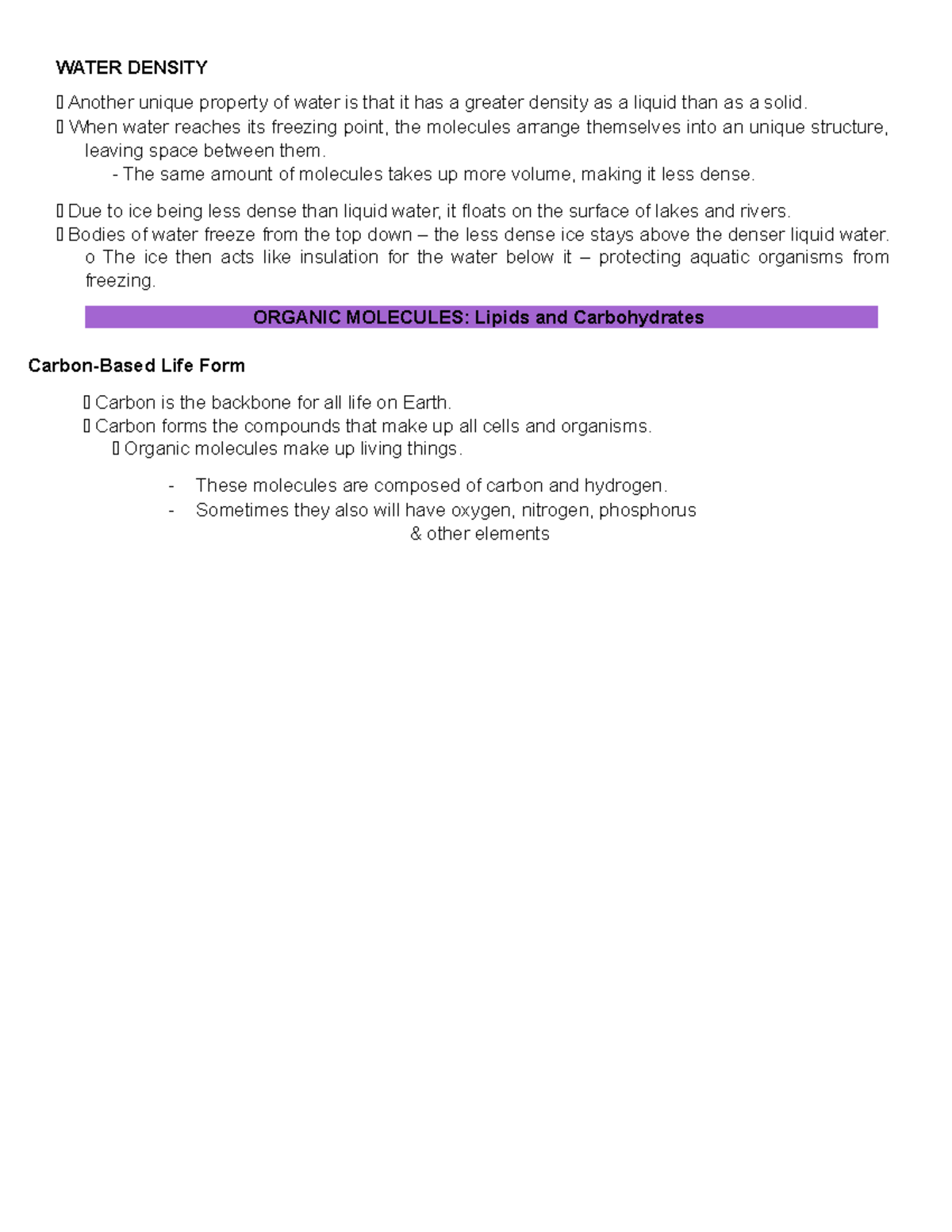 Water Density - WATER DENSITY Another unique property of water is that ...