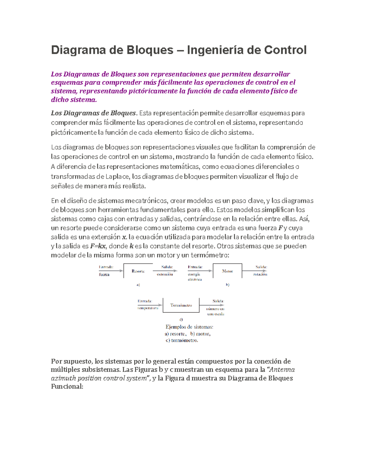 Diagrama de Bloques - Los Diagramas de Bloques. Esta representación permite desarrollar esquemas ...
