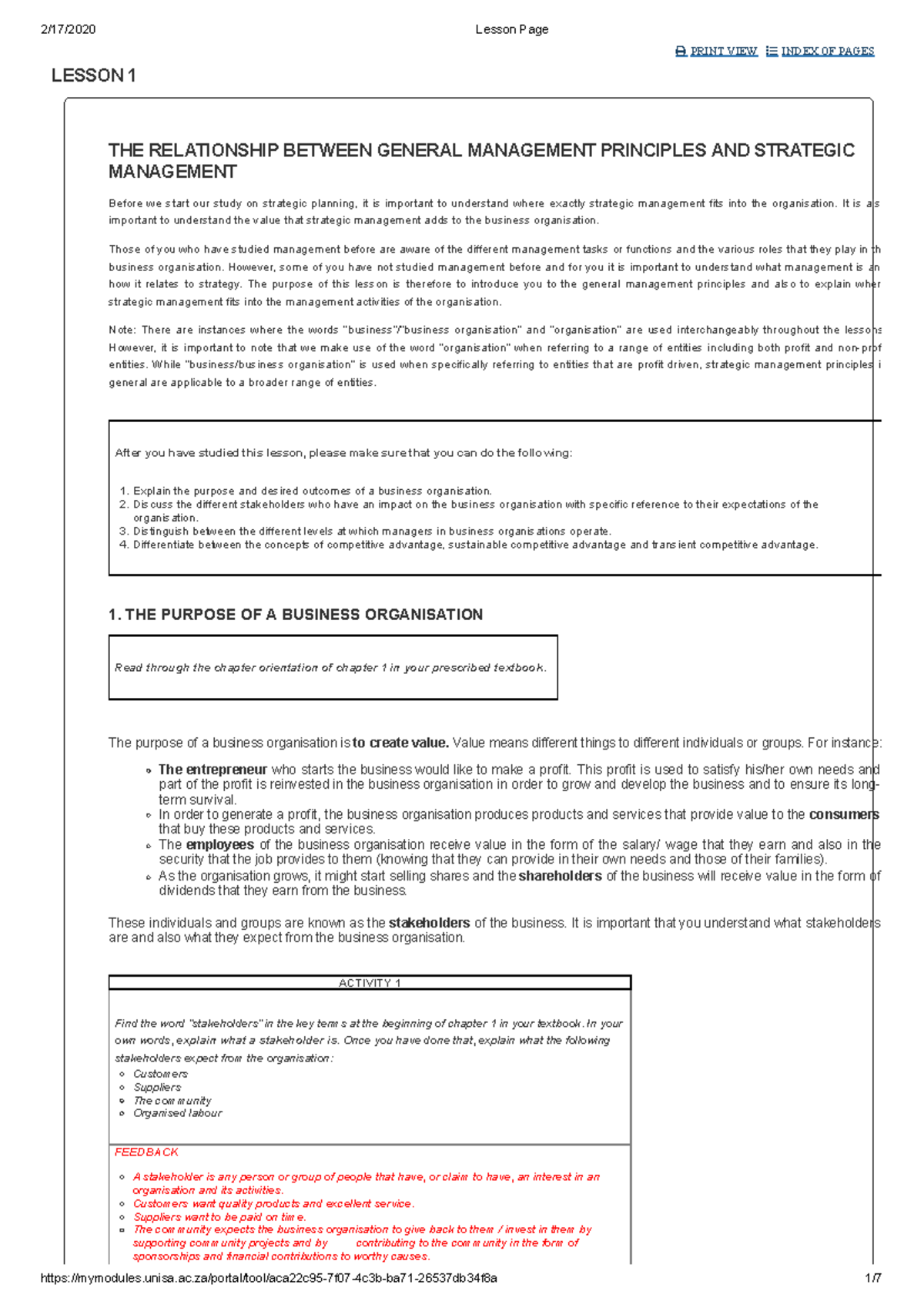 MNG3701 - Lesson 1 - Warning: TT: undefined function: 32 PRINT VIEW INDEX OF PAGES LESSON 1 THE ...
