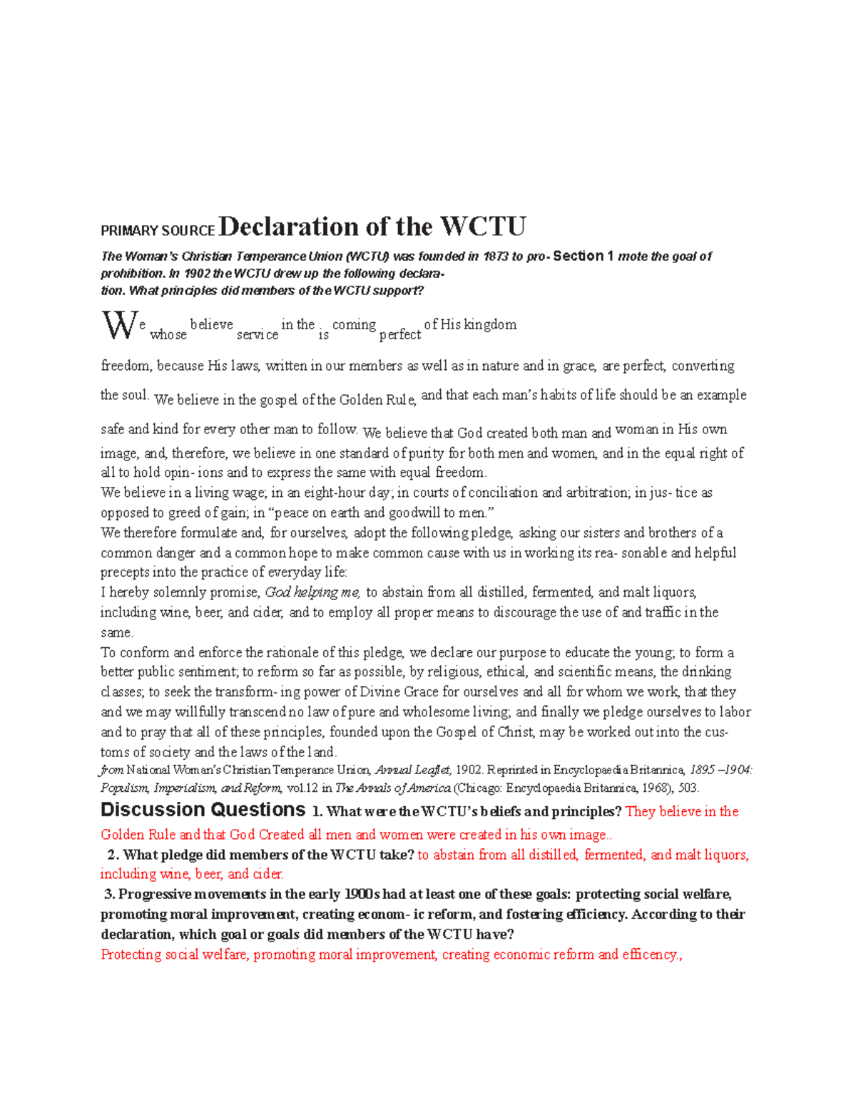 2.1.3c Declaration of the WCTU - CHAPTER 9 9 PRIMARY SOURCEDeclaration ...