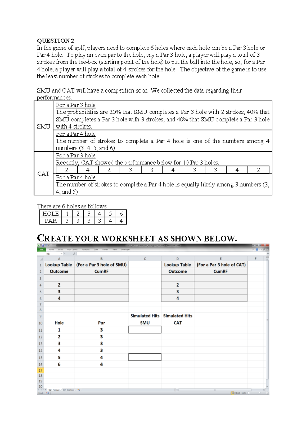 Sample Paper 5 Golf Probability - QUESTION 2 In the game of golf ...