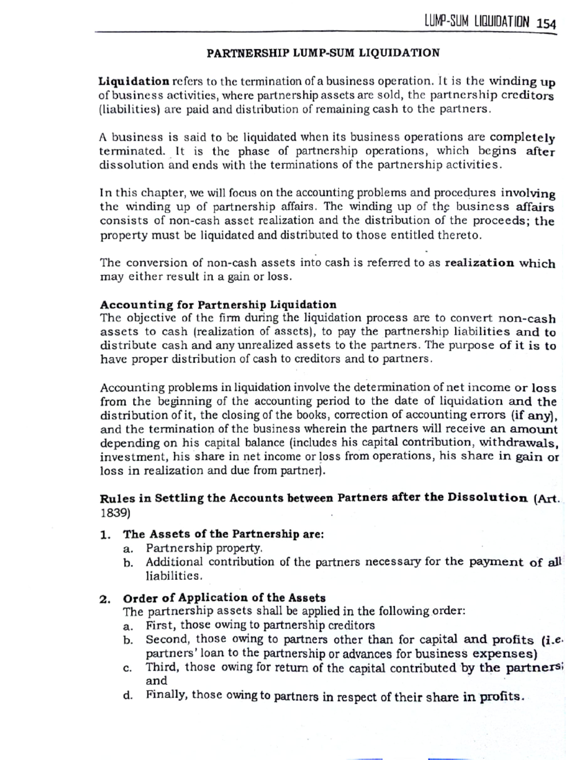 Chapter 4 Lump-sum Liquidation - LIQUIDATION 154 PARTNERSHIP ...
