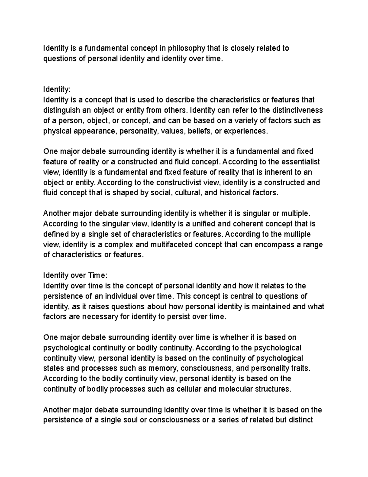 The Nature of Identity - Identity is a fundamental concept in ...